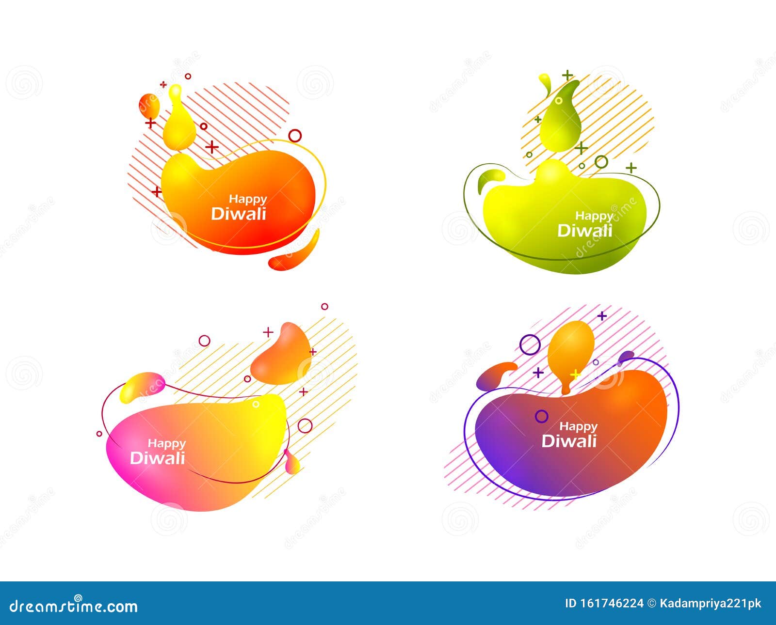 Happy Diwali.Set of Abstract Shape Diwali Diya Stock Illustration ...