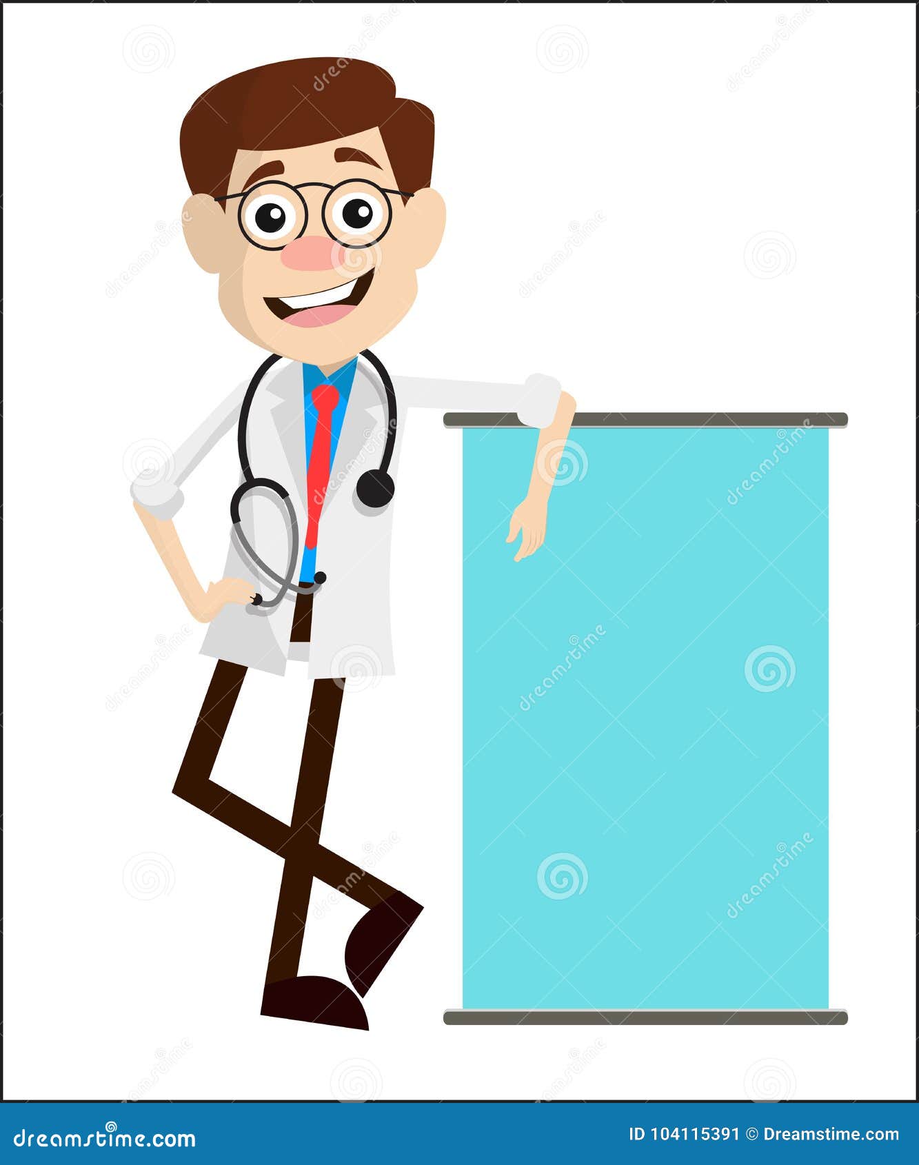 Happy Doctor with Ad Banner Vector Stock Vector - Illustration of ...