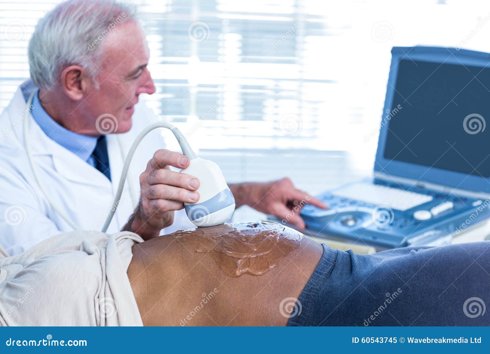 Happy Doctor Pointing Towards Screen Stock Image - Image of checking ...