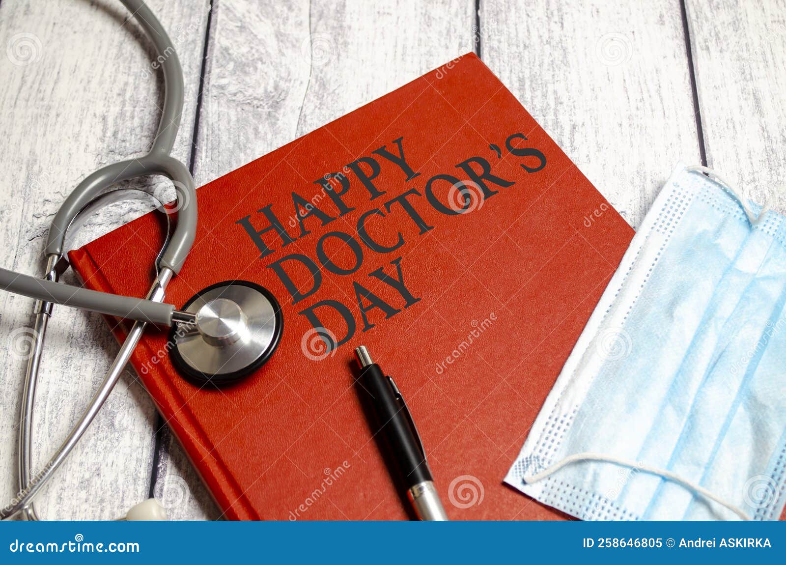 Happy Doctor S Day Words on Red Notepad and Stethoscope Stock Image ...