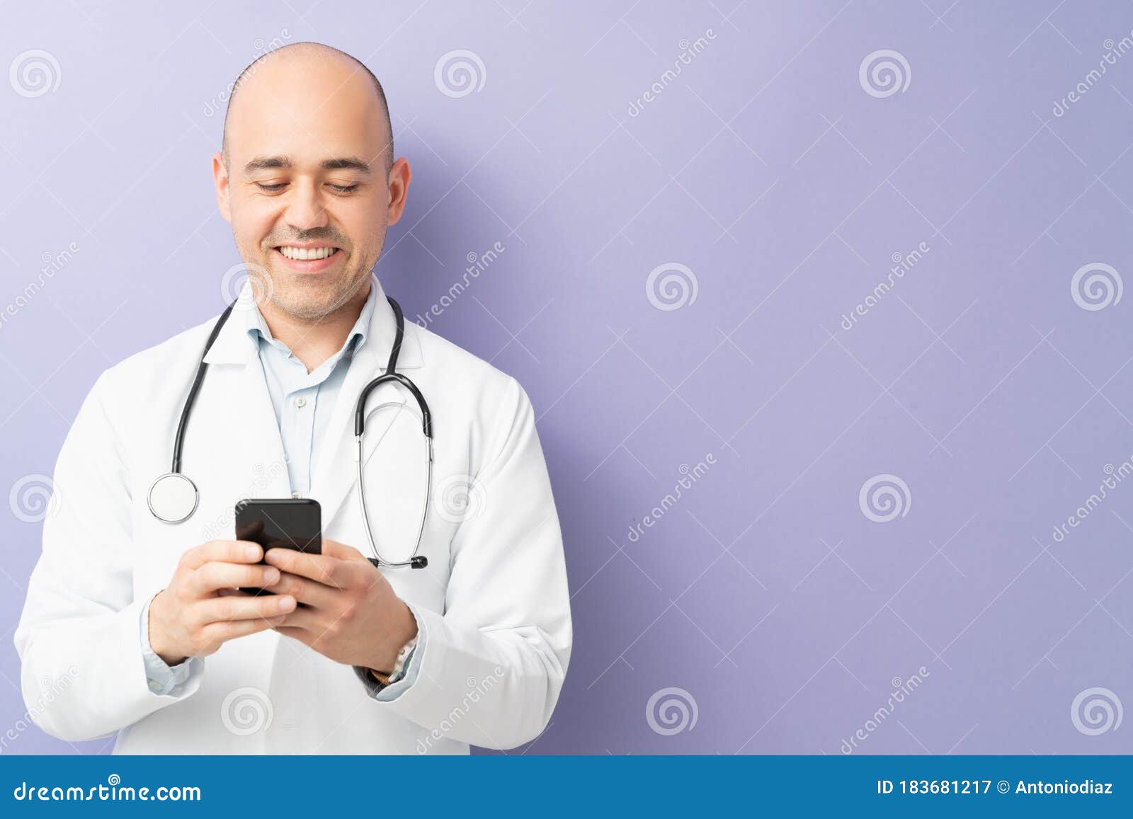 Happy Doctor Using a Smartphone Stock Image - Image of lifestyle ...