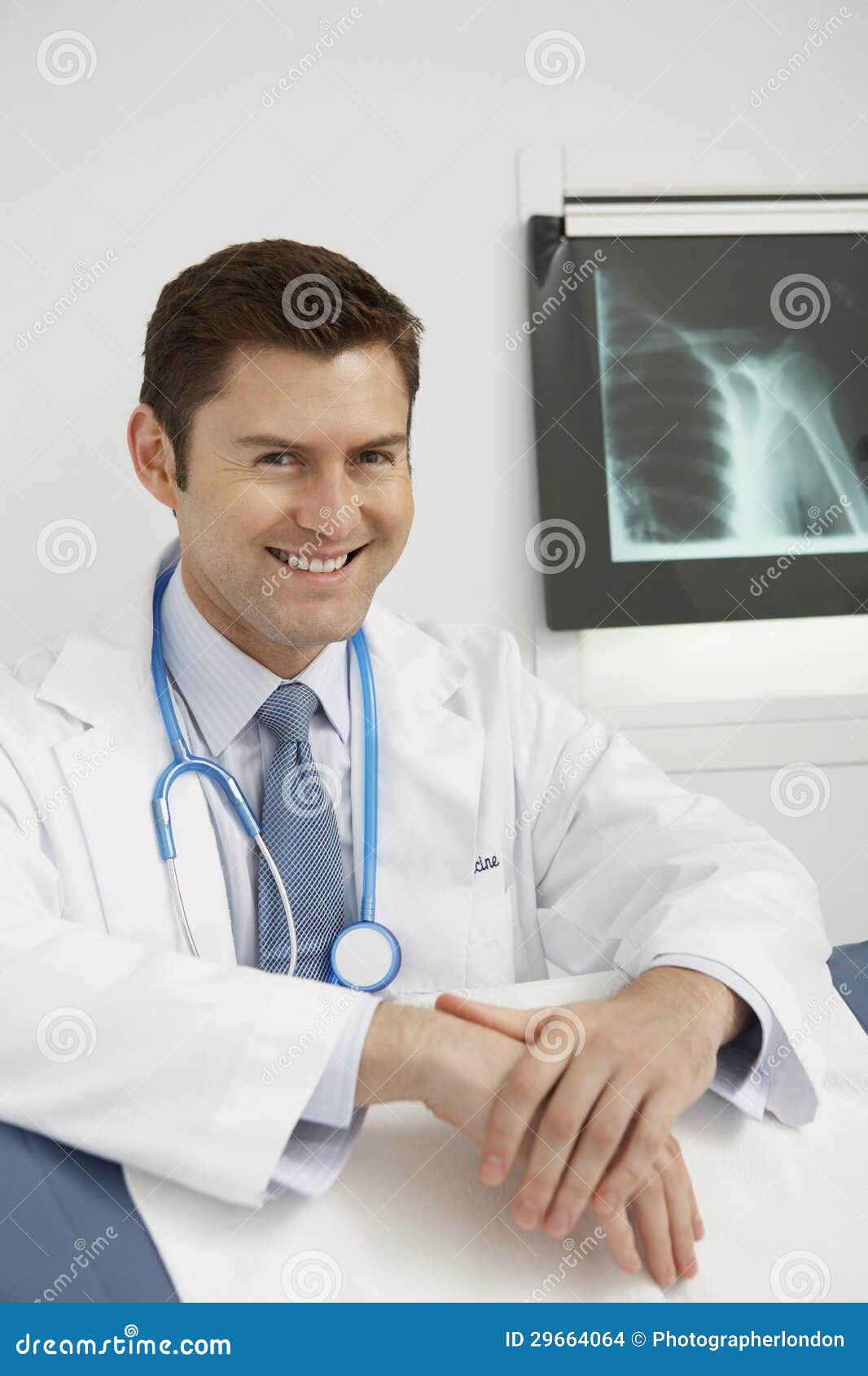 Happy Doctor Wearing Stethoscope Around Neck Stock Photo - Image of ...