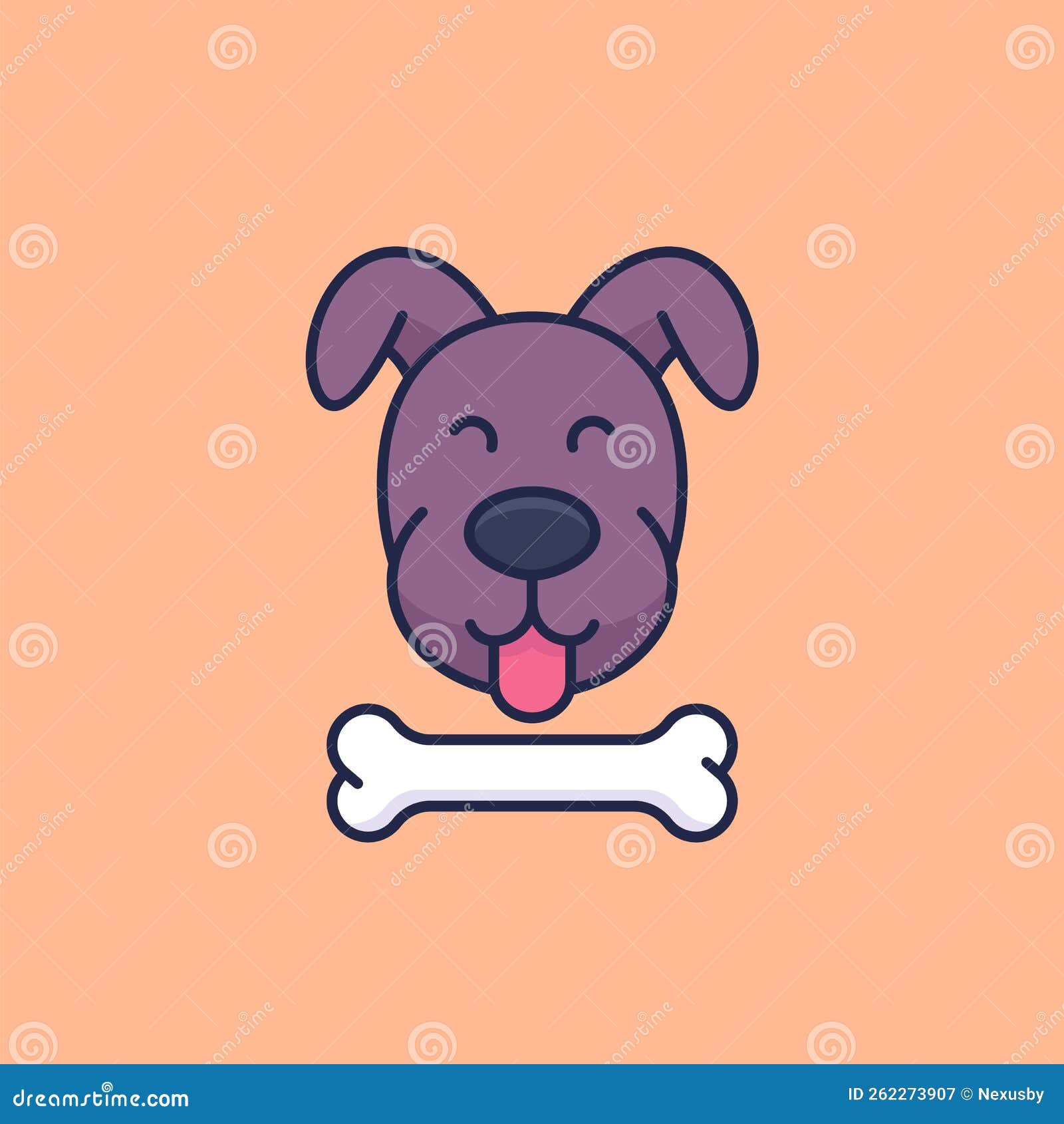 Happy Dog and Bone Vector Icon Stock Vector - Illustration of snout ...