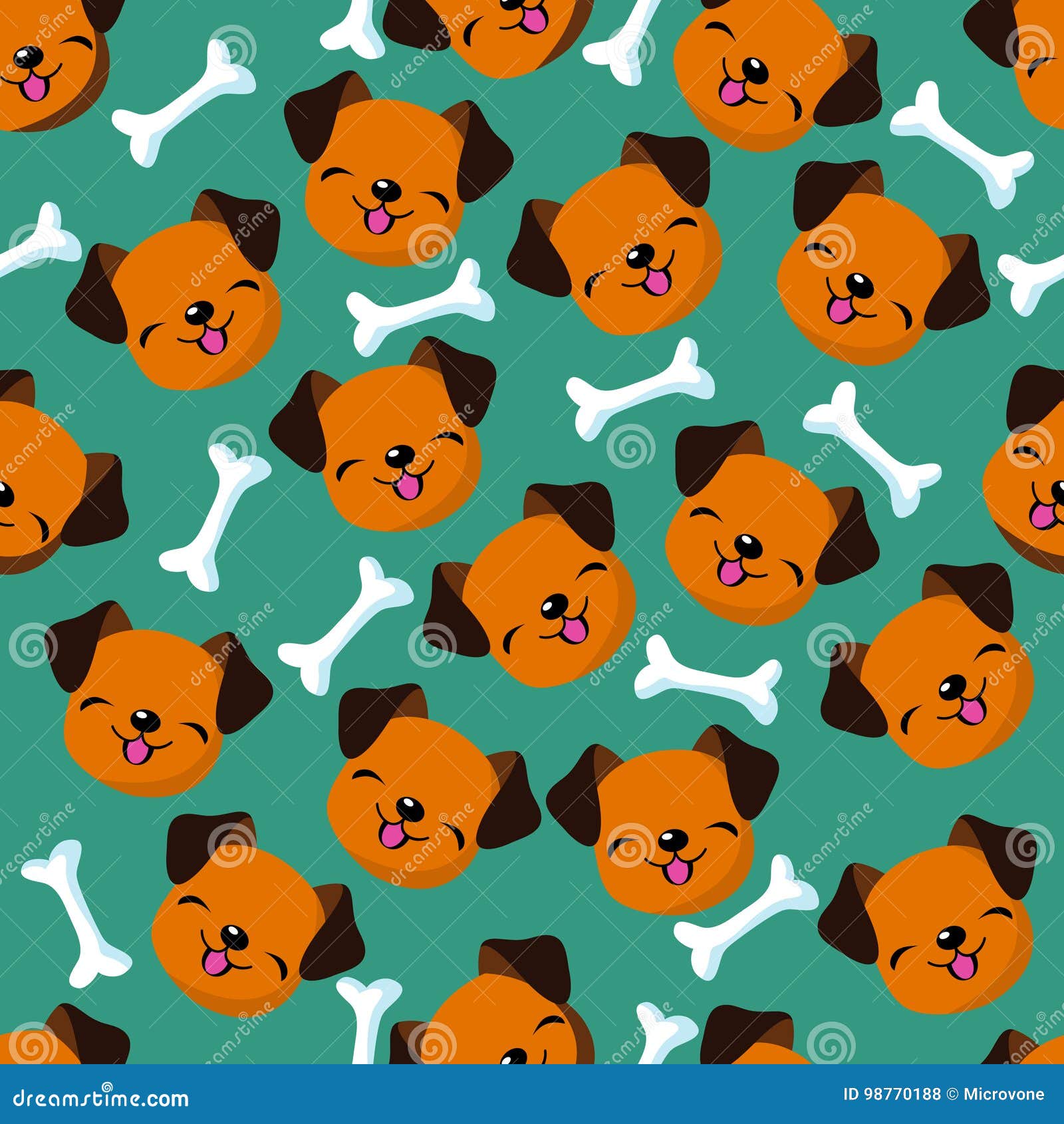 Happy Dog Face Seamless Vector Pattern Stock Vector - Illustration of ...