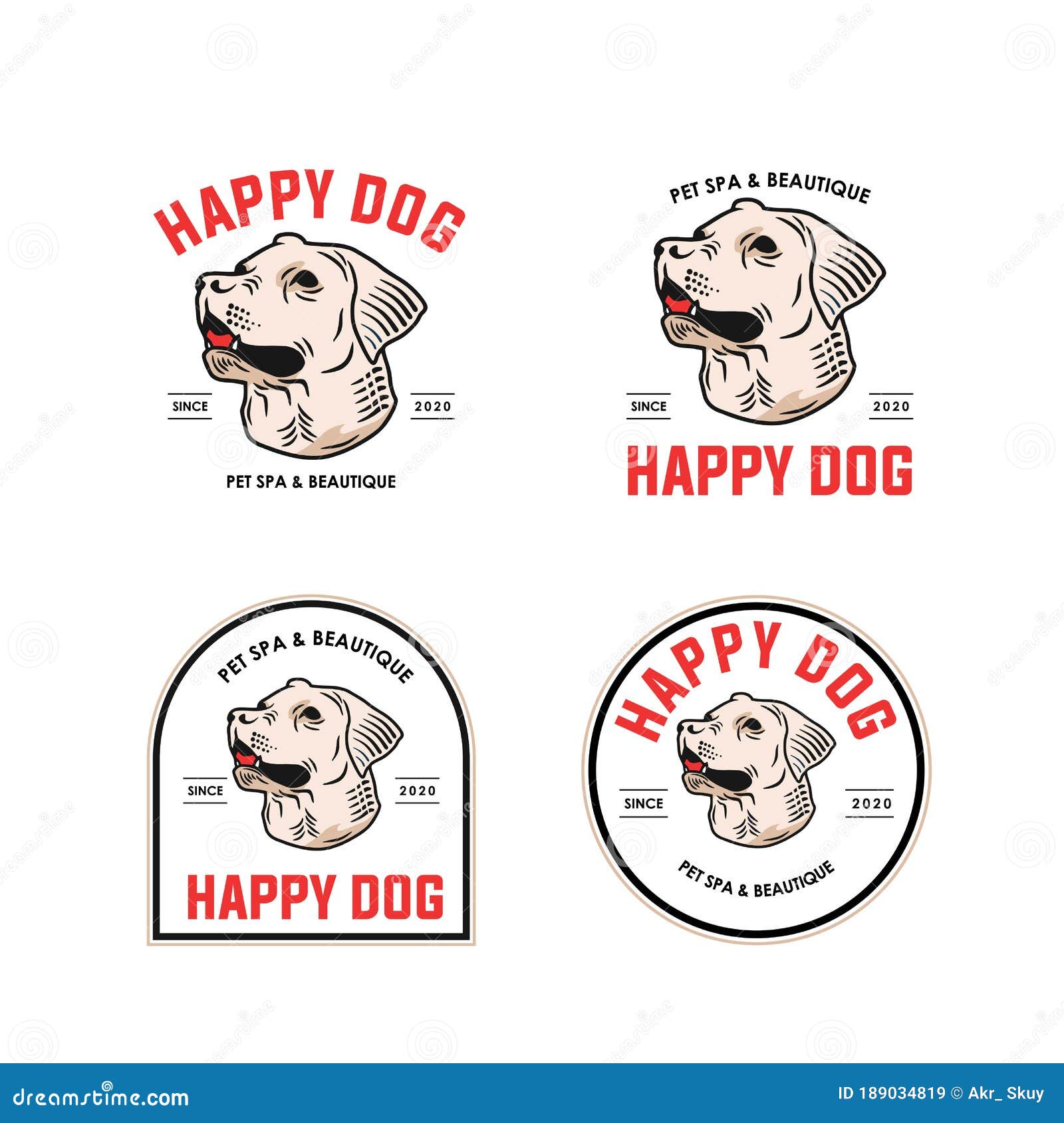 Happy Dog Head Logo Design Template Stock Illustration - Illustration ...