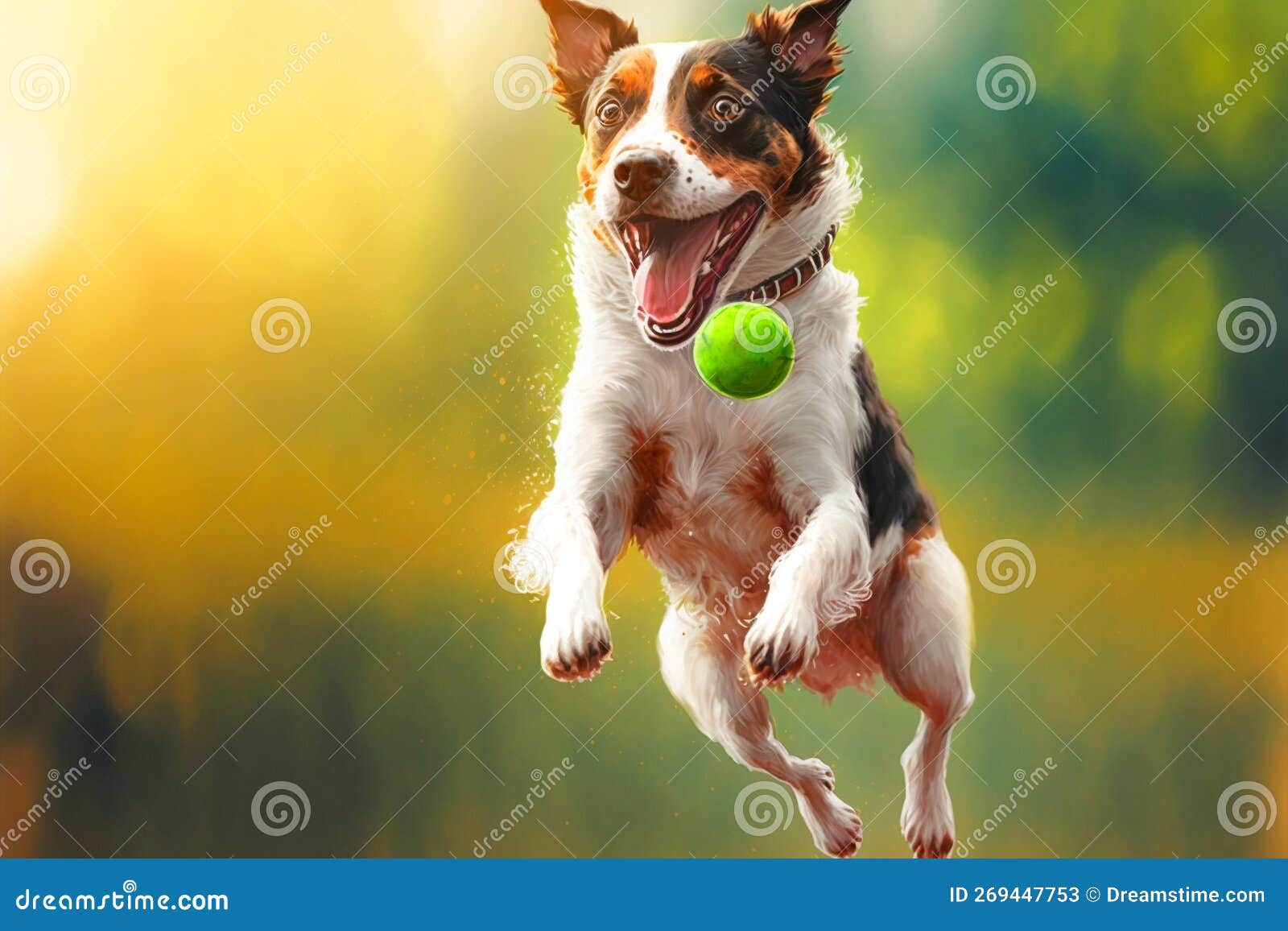 Happy Dog Jumping for the Ball. Stock Illustration - Illustration of ...