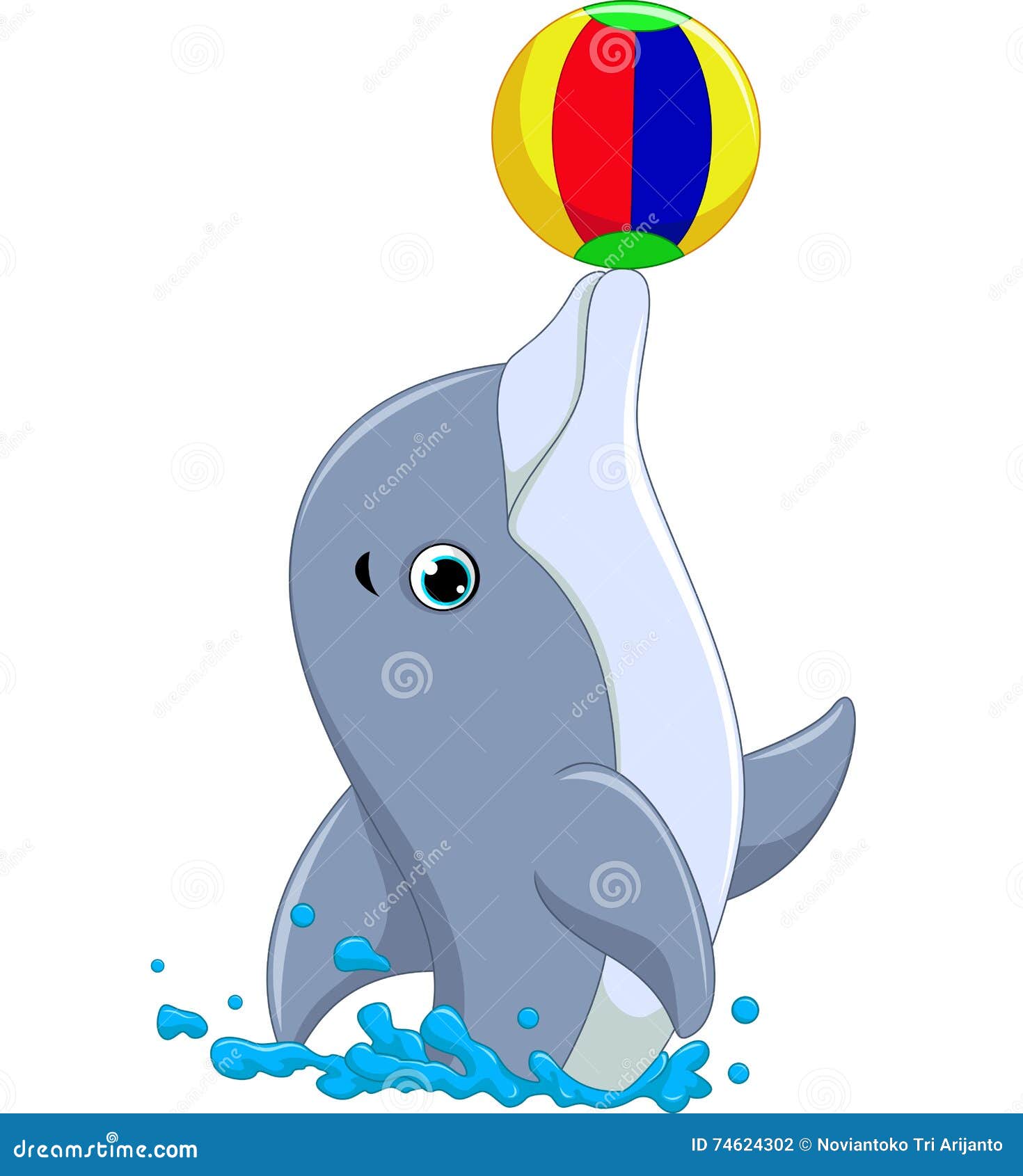 Happy dolphin cartoon stock vector. Illustration of marine - 74624302