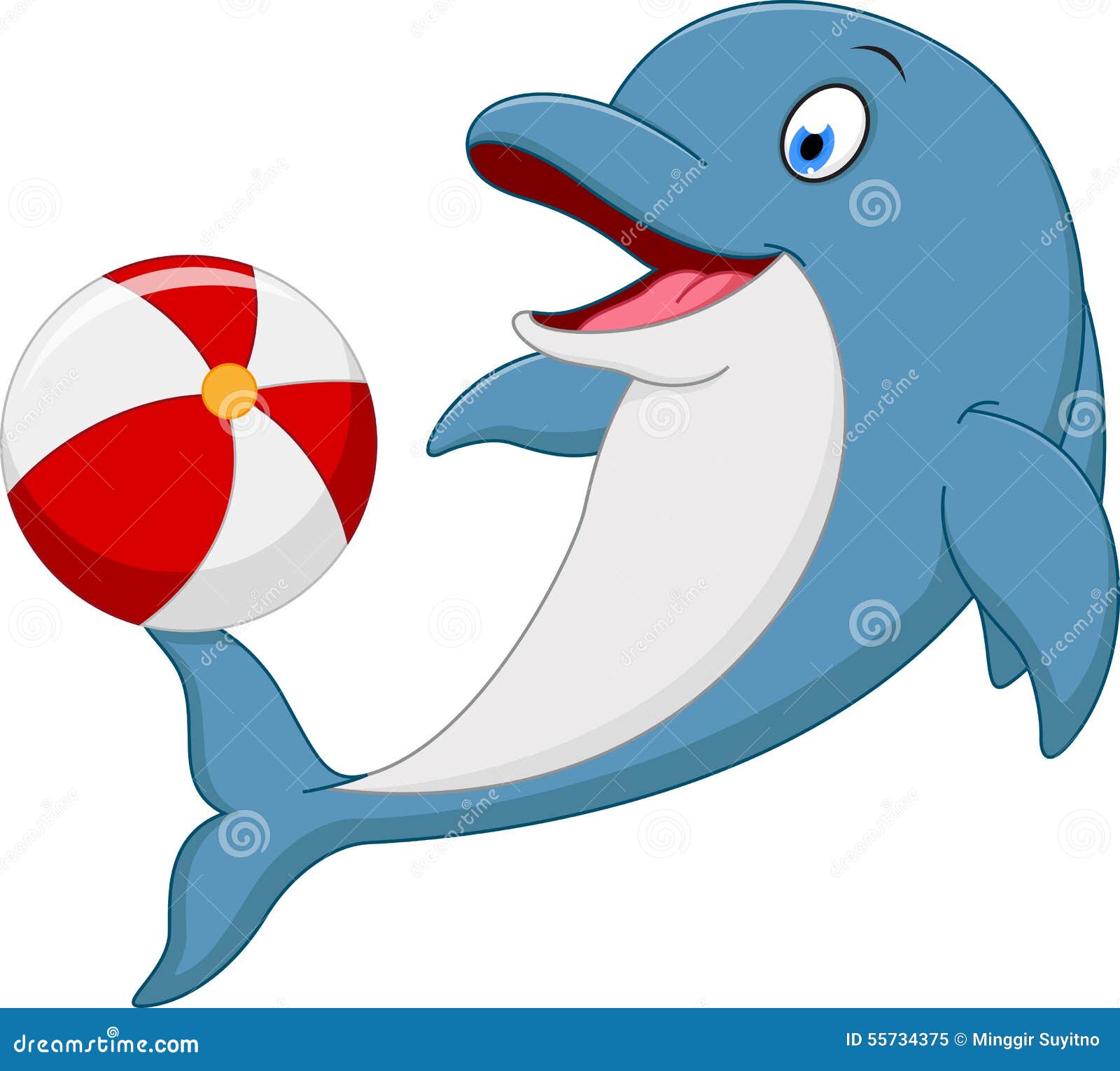 Happy Dolphin Cartoon Playing Ball Stock Vector - Illustration of ...