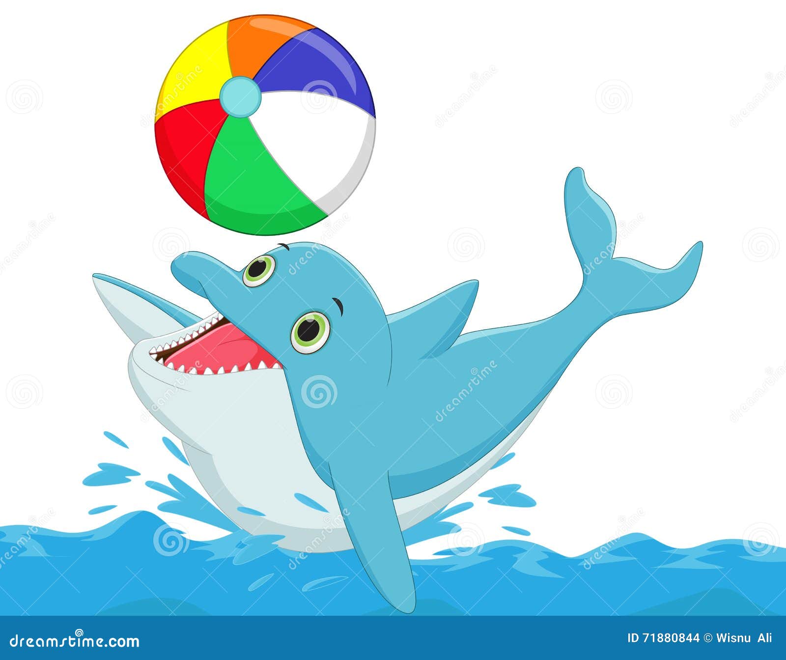 Happy Dolphin Cartoon Playing Ball Stock Vector - Illustration of ...