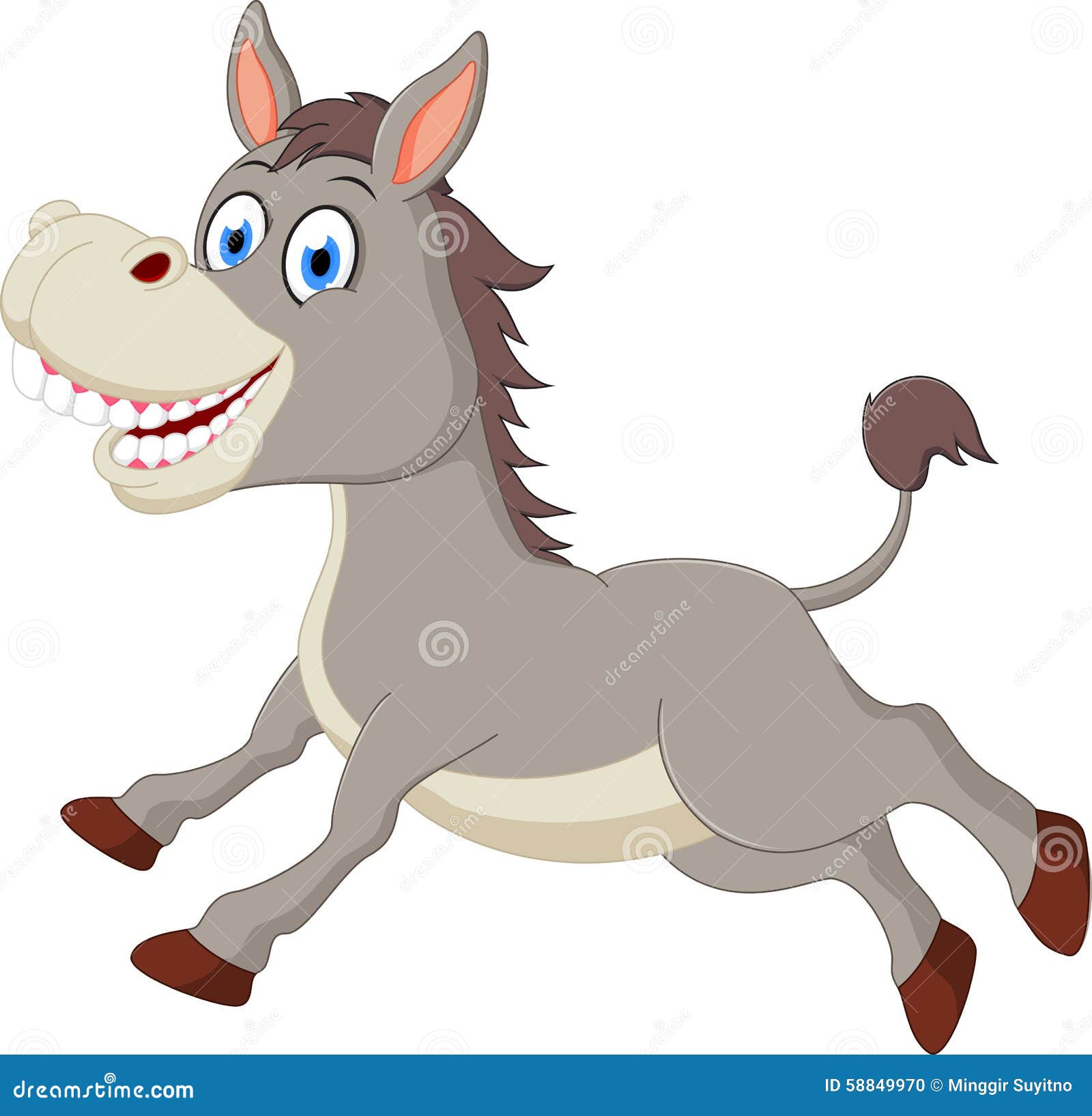 Happy Donkey Isolated On White Background Cartoon Vector ...
