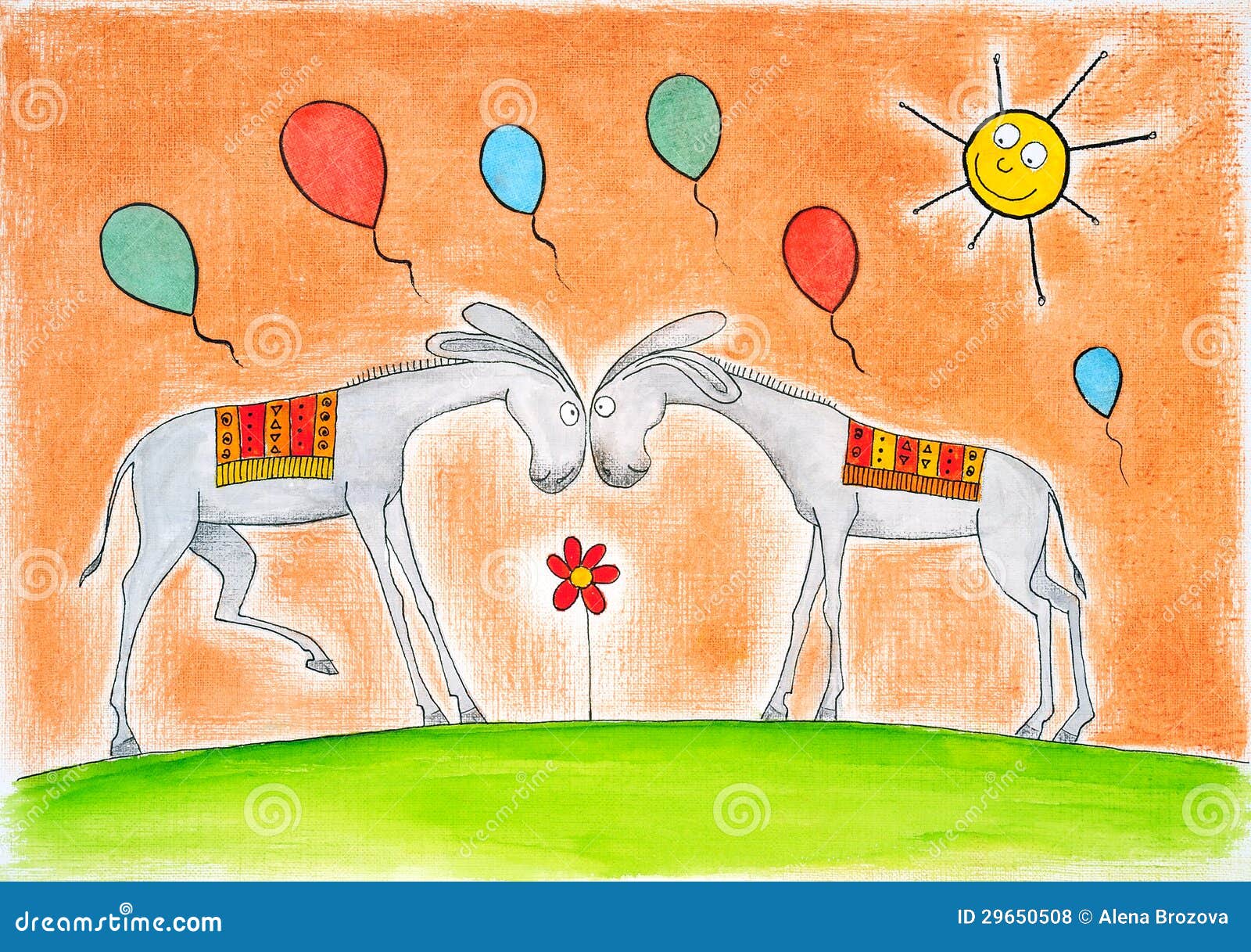 Drawing Of Two Donkeys And A Rabbit Royalty-Free Illustration ...