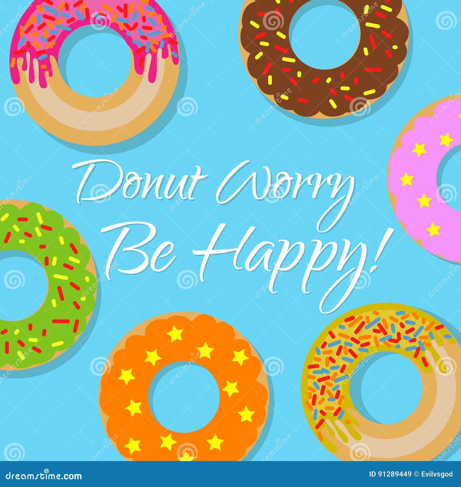 Happy Donut Day Banner with Sign Donut Worry Be Happy Stock Vector ...