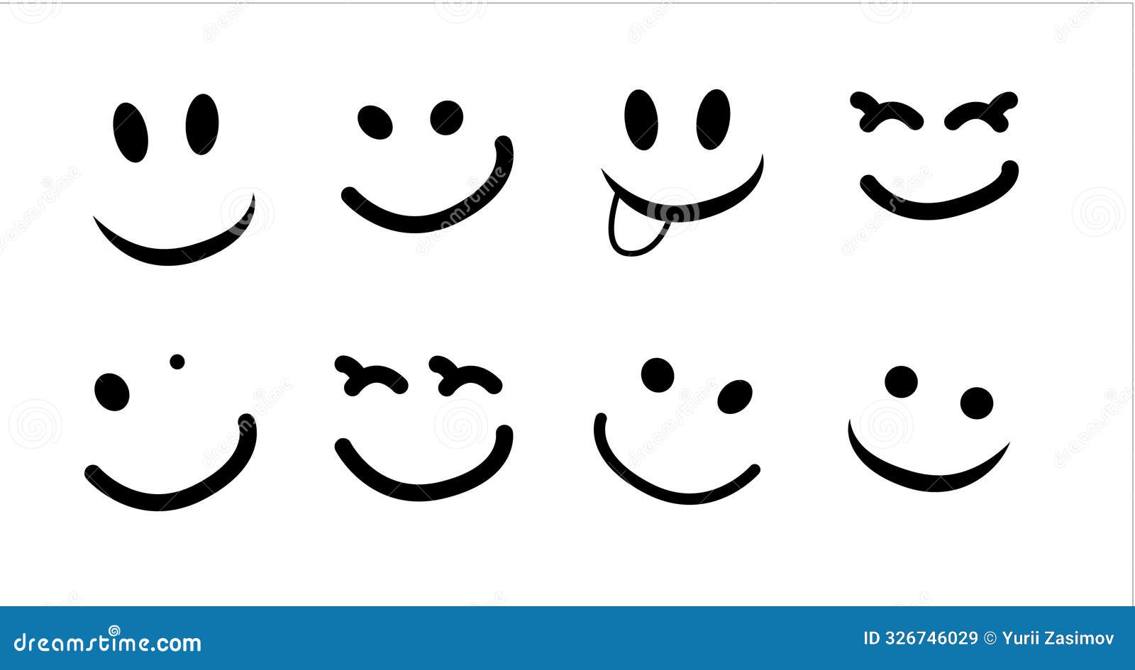 Happy Doodle Smile Isolated on Background. Simple Faces Stock ...