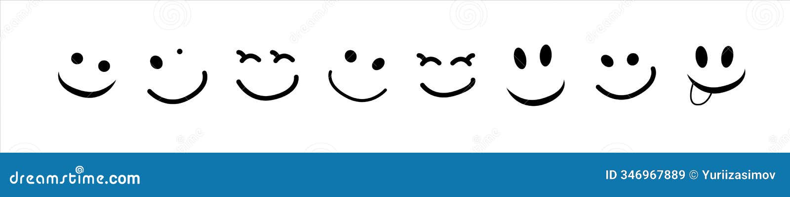 Happy Doodle Smile Isolated on Background. Simple Faces Stock ...