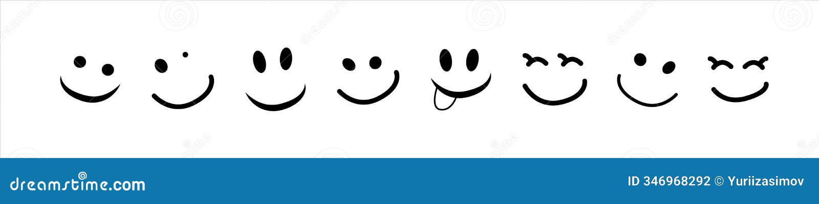 Happy Doodle Smile Isolated on Background. Simple Faces Stock ...