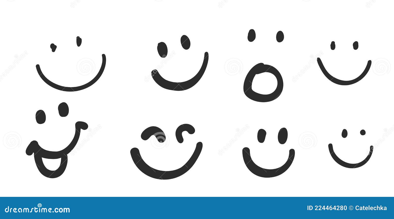 Doodle Smiley. Hand Drawn Watercolor Sketch With Funny Emotions ... Doodle Smiley. Hand Drawn Watercolor Sketch With Funny Emotions ...