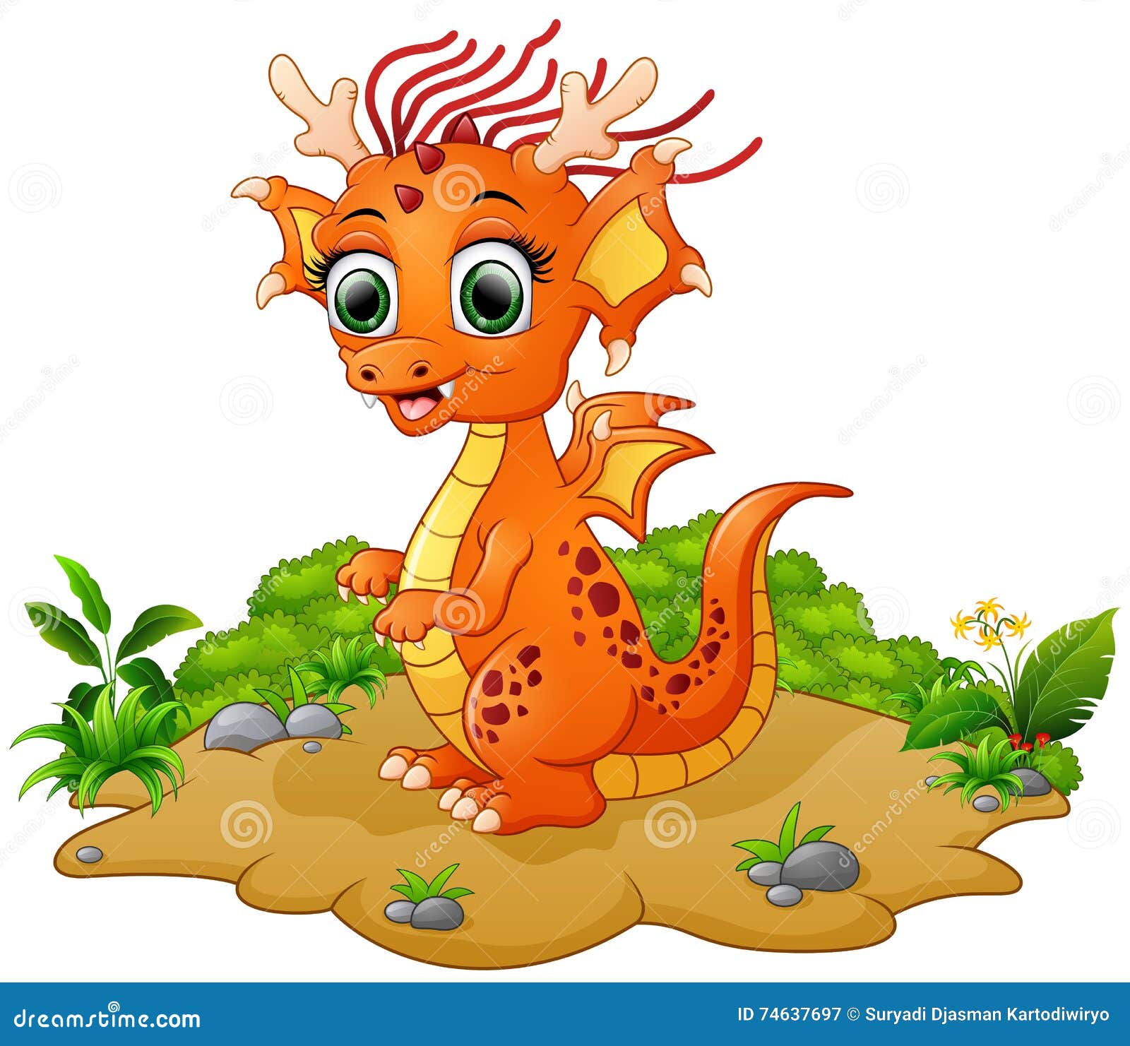 Happy dragon cartoon stock vector. Illustration of animal - 74637697