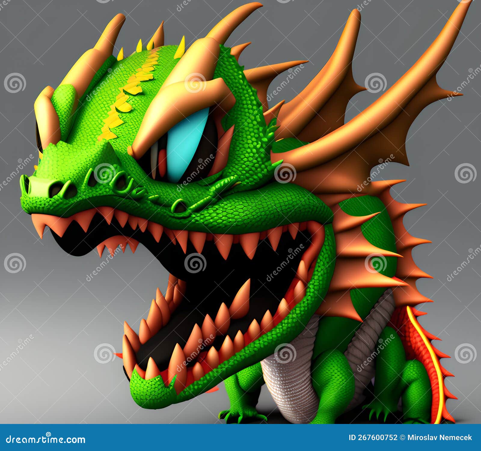 Happy Dragon Face Emoji, Generative AI Illustration Stock Illustration ...
