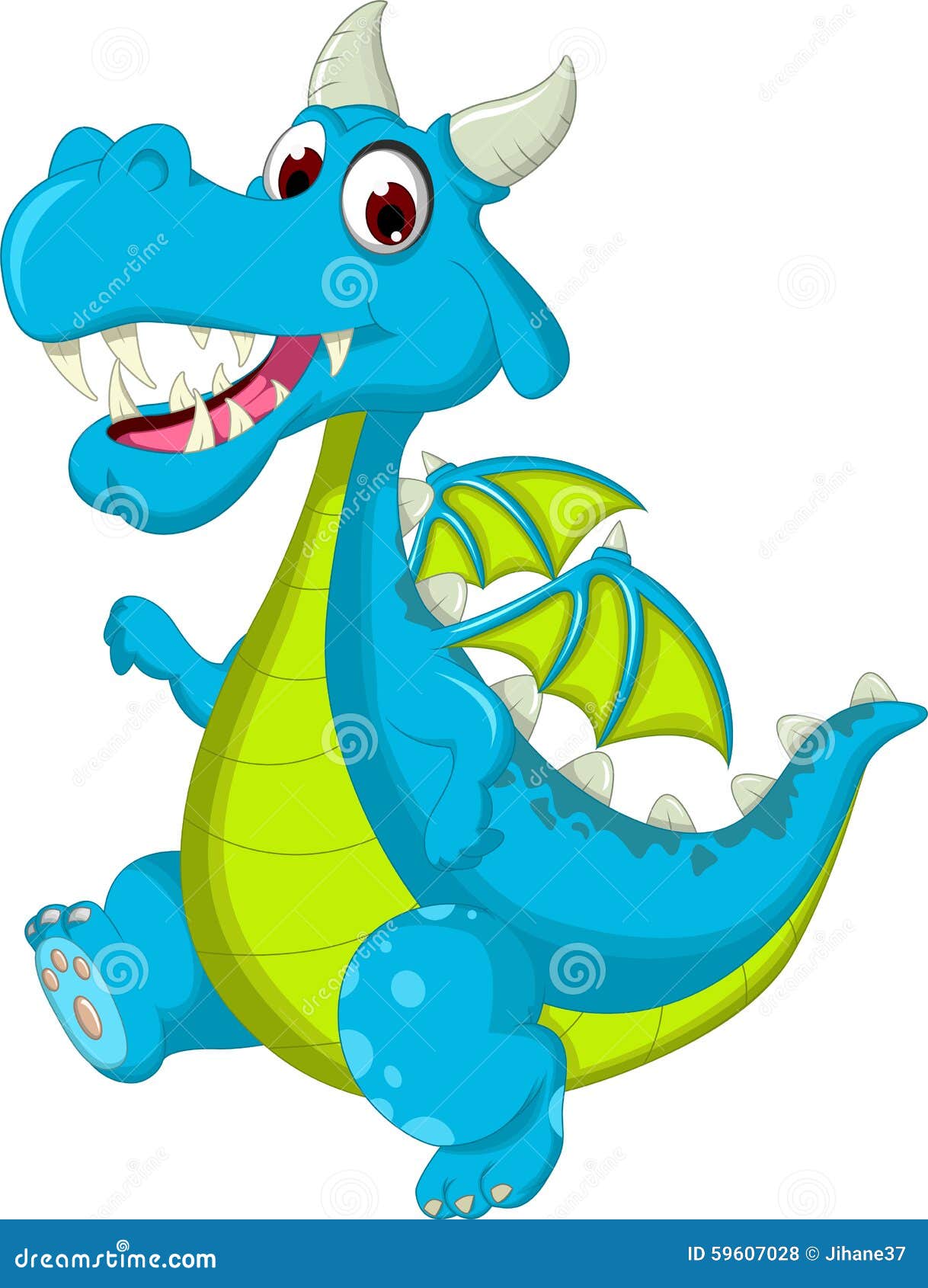 Happy Dragon Flying Cartoon Running Stock Illustration - Illustration ...