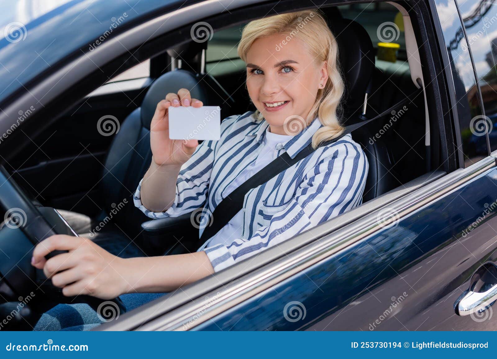 Happy Driver Holding License and Looking Stock Photo - Image of vehicle ...