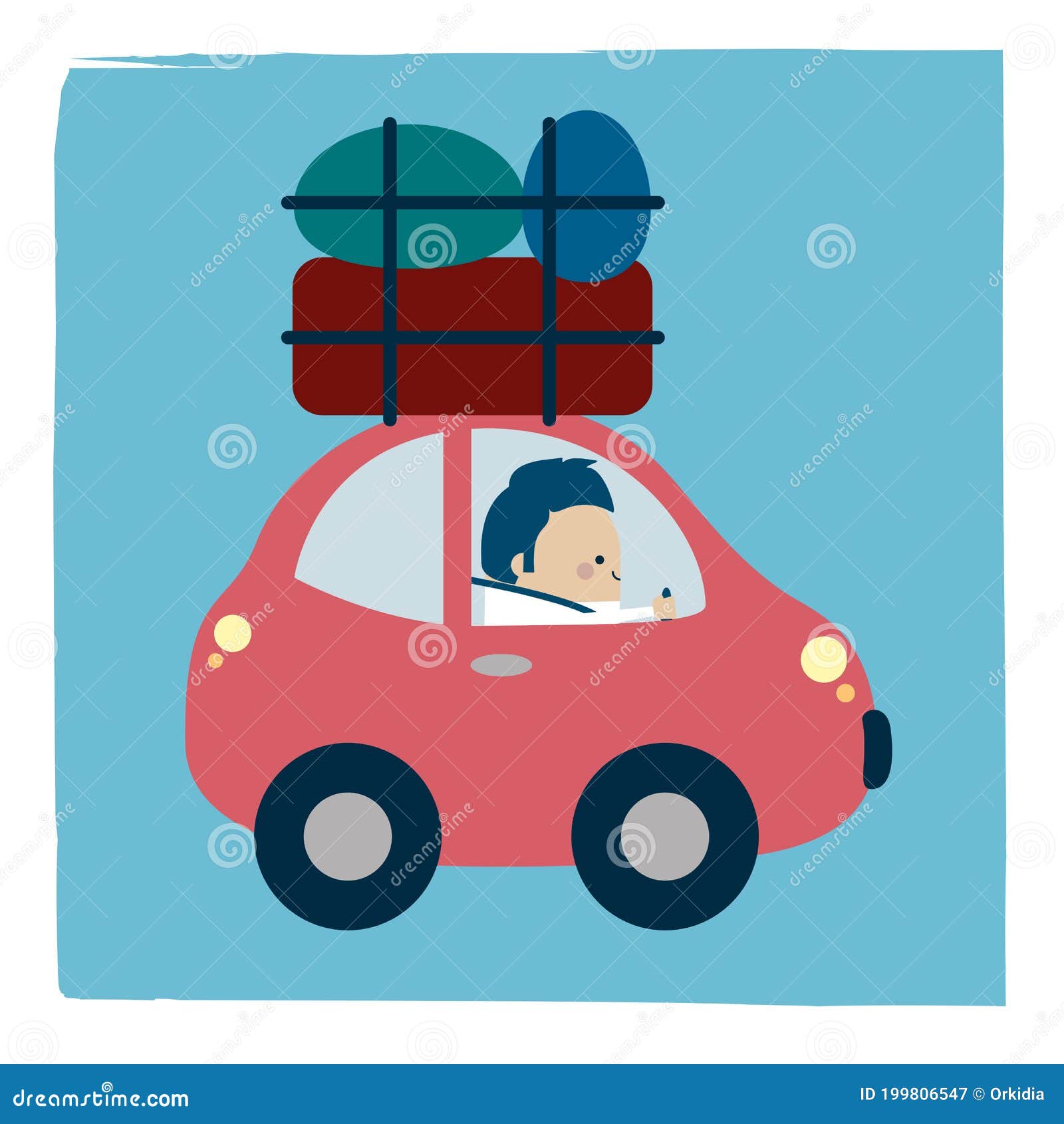 Happy Driver Rides In Retro Truck. Delivery, Farming Concept. Cartoon ...