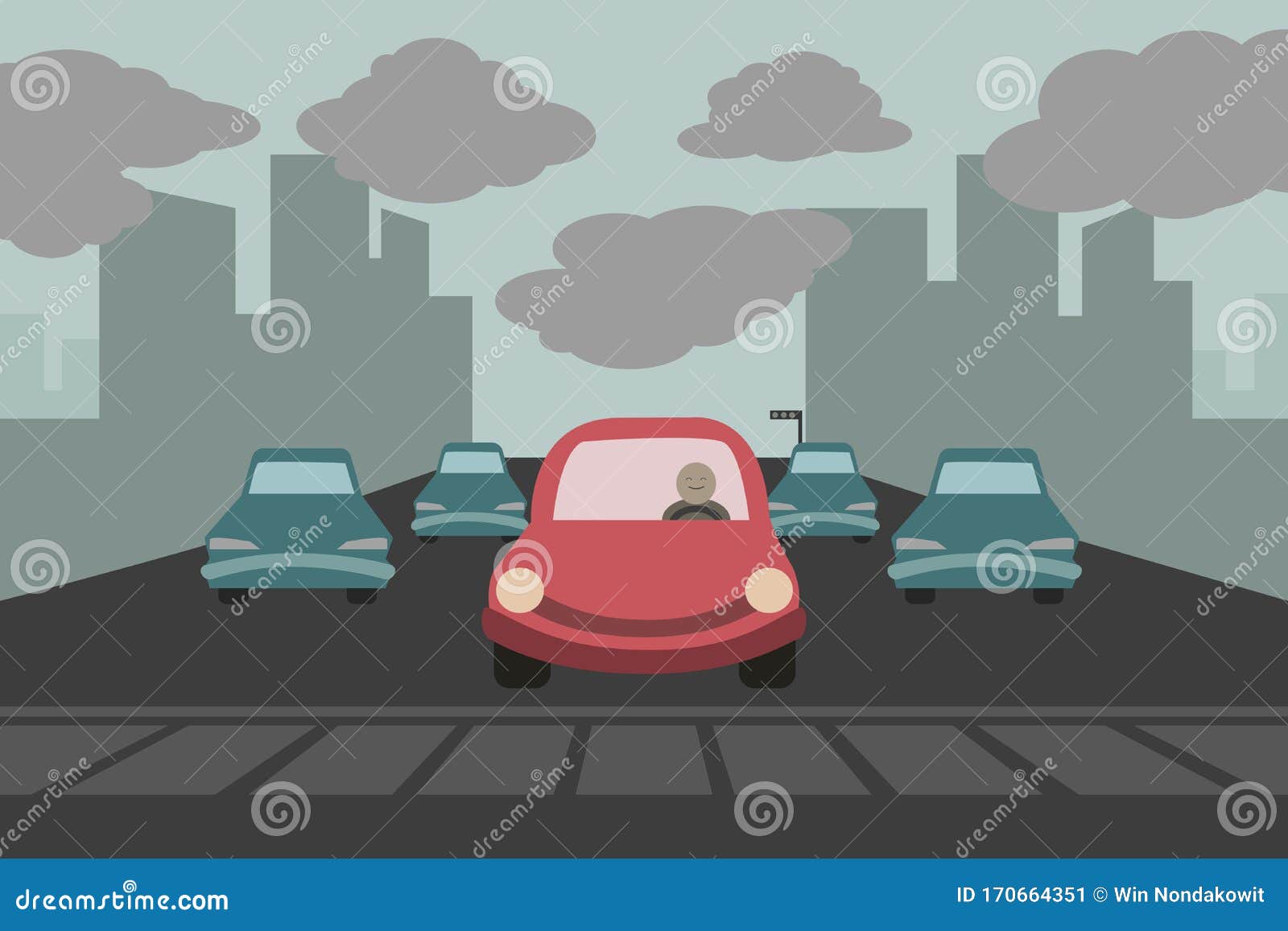 Happy driver on the road stock vector. Illustration of traffic - 170664351