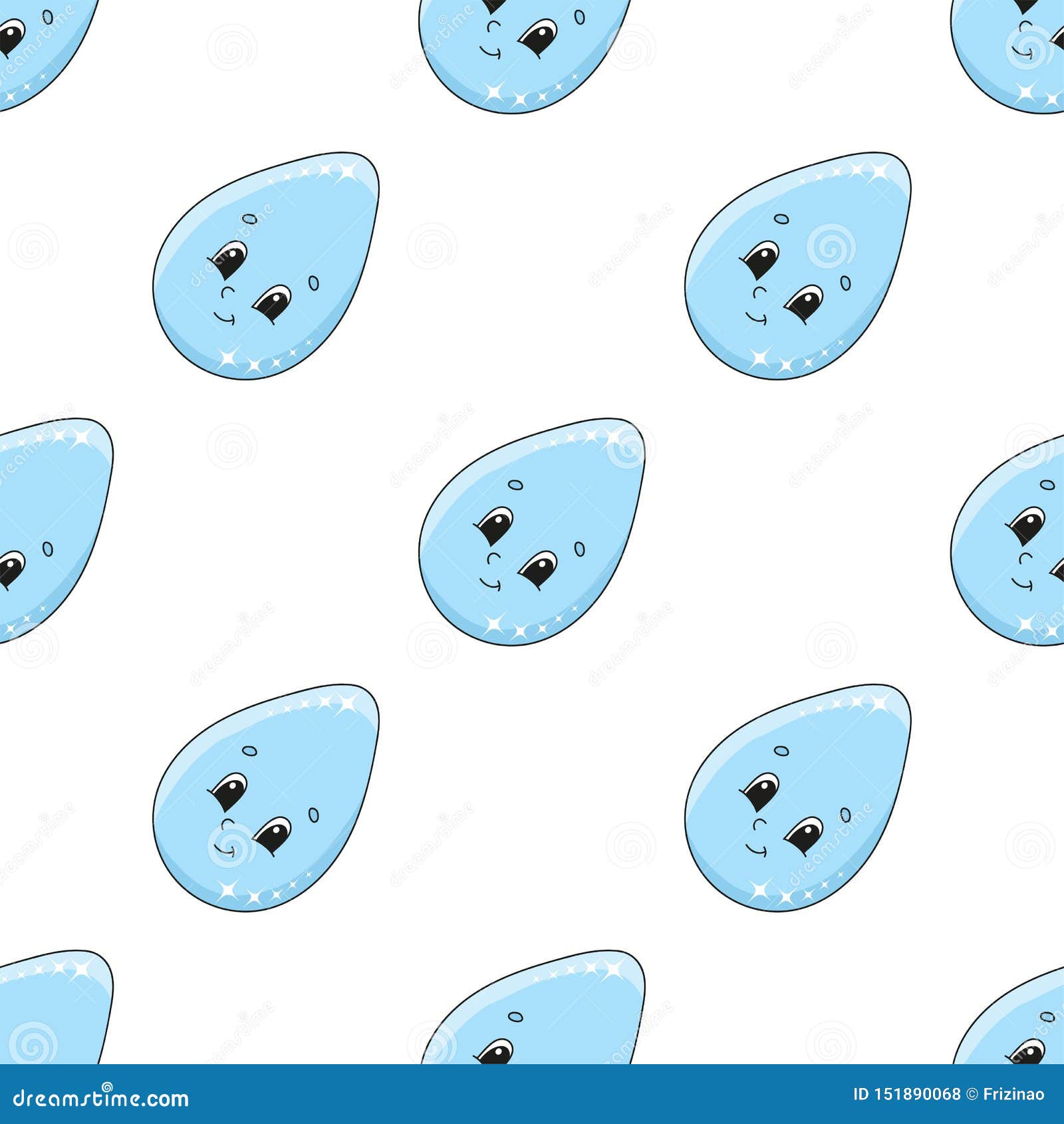 Happy Drop. Colored Seamless Pattern with Cute Cartoon Character ...