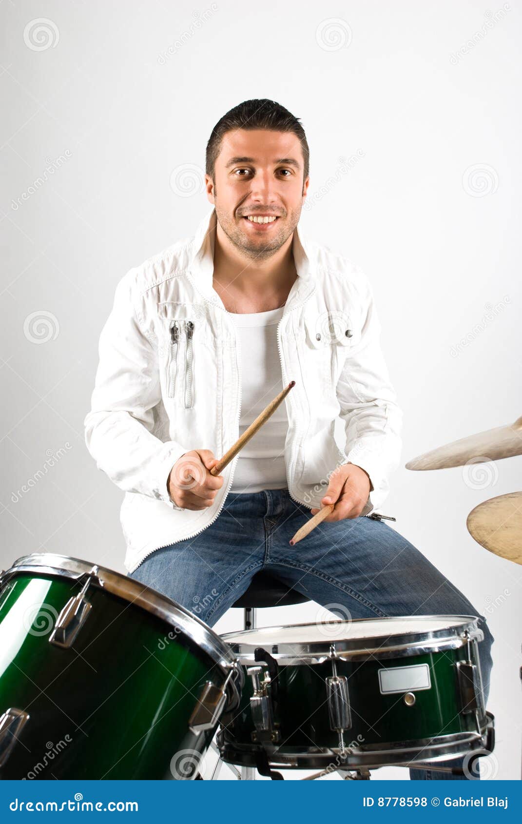 Happy drummer stock photo. Image of holding, isolated - 8778598