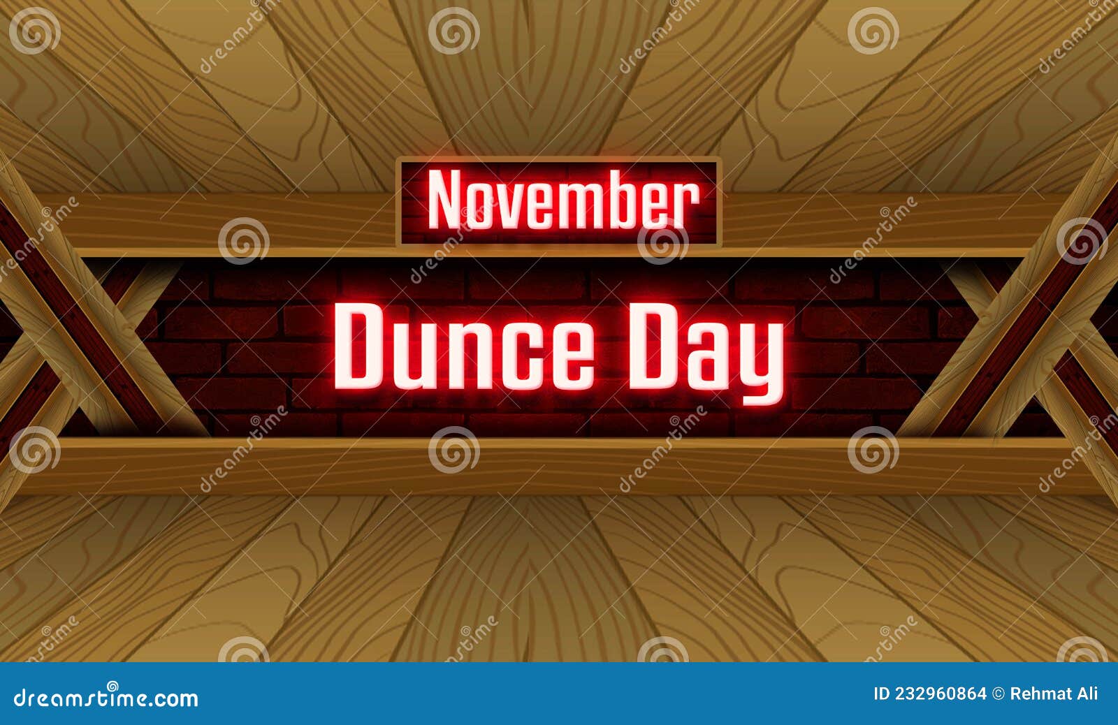 November, Dunce Day, Neon Text Effect on Bricks Background Stock ...