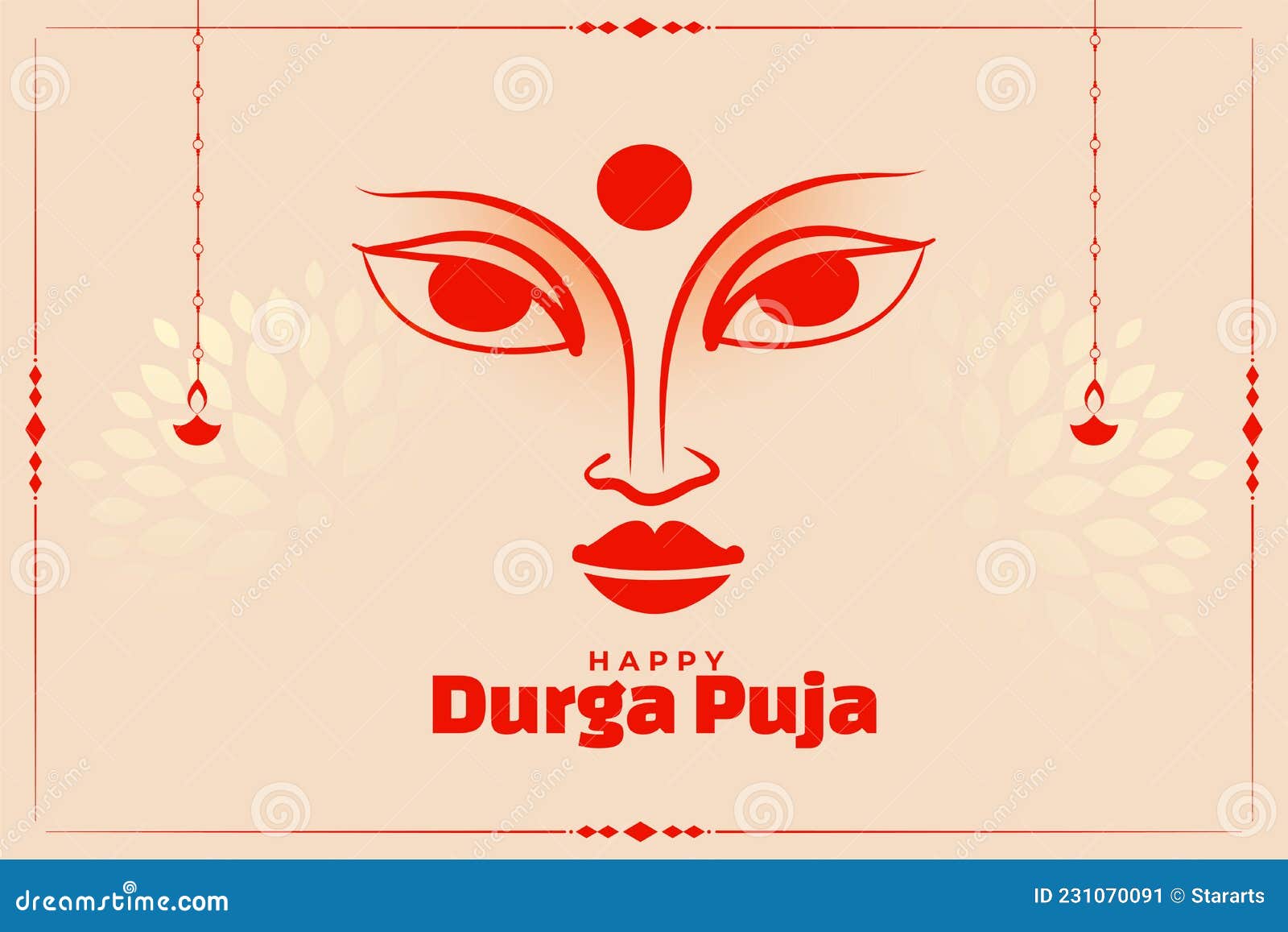 Durga Pooja Celebration Flat Design Concept With Traditional Kalash ...