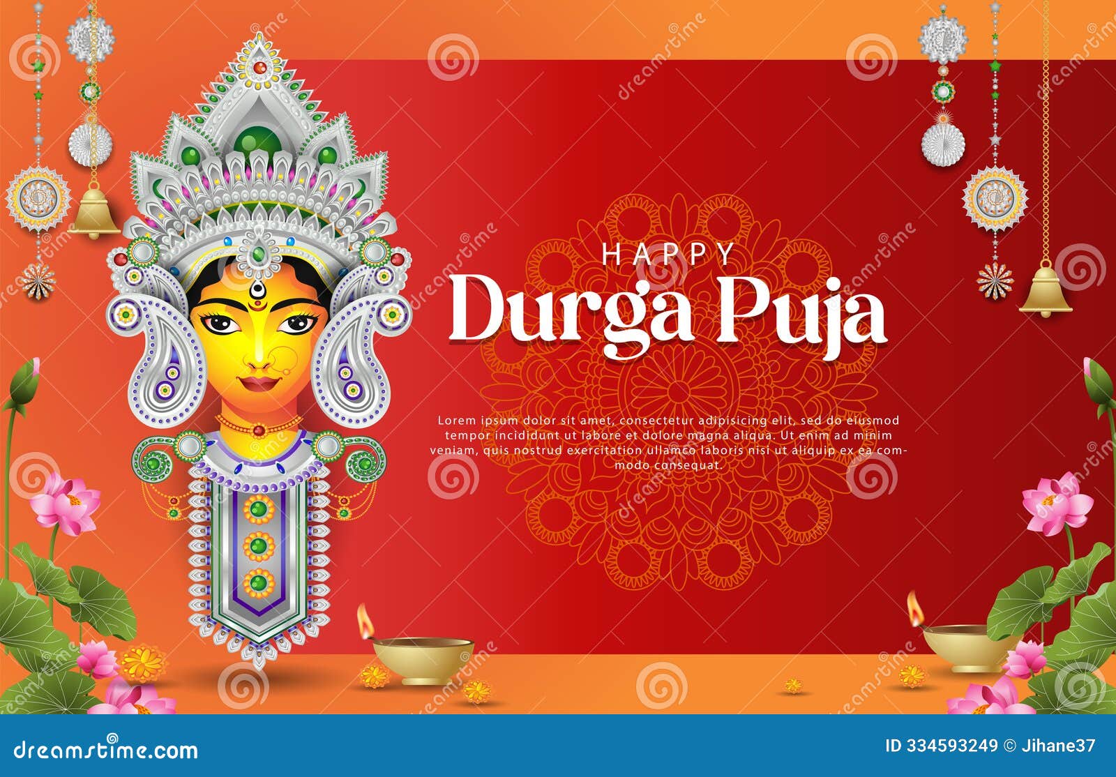 Happy Durga Pooja. A Traditional Lord Durga Idol Background. AI ...
