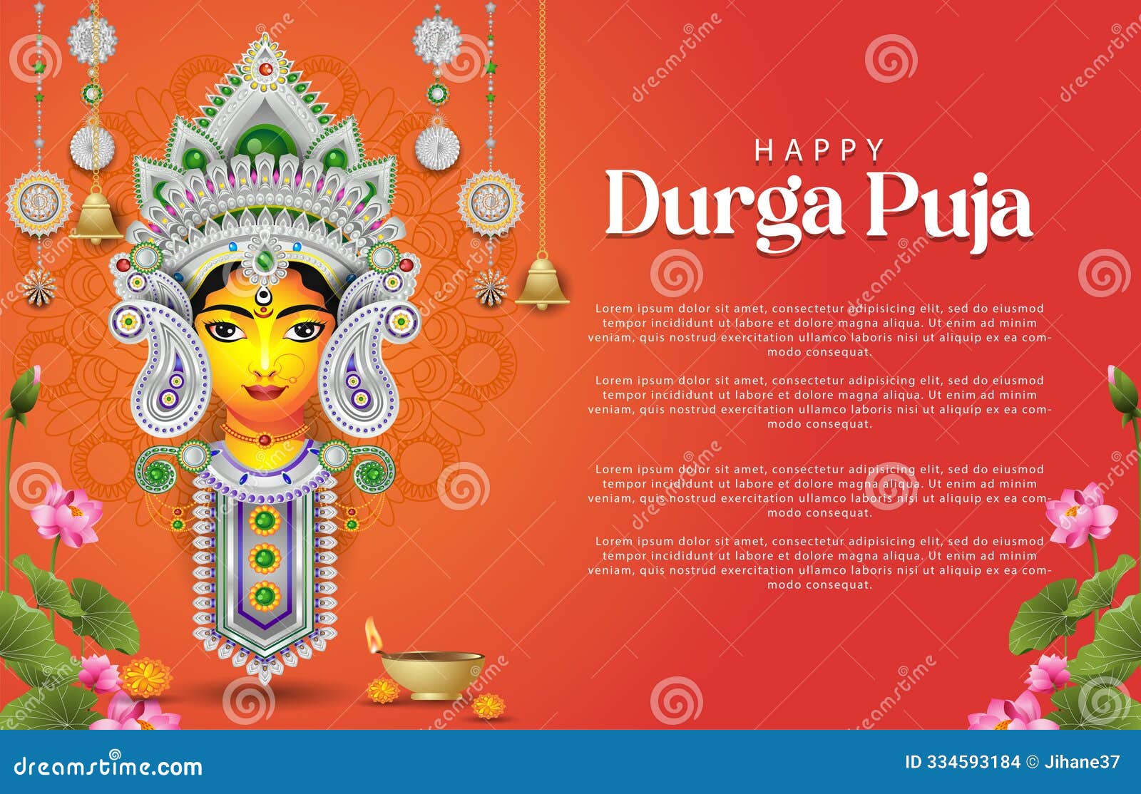 Happy Durga Pooja. A Traditional Lord Durga Idol Background. AI ...