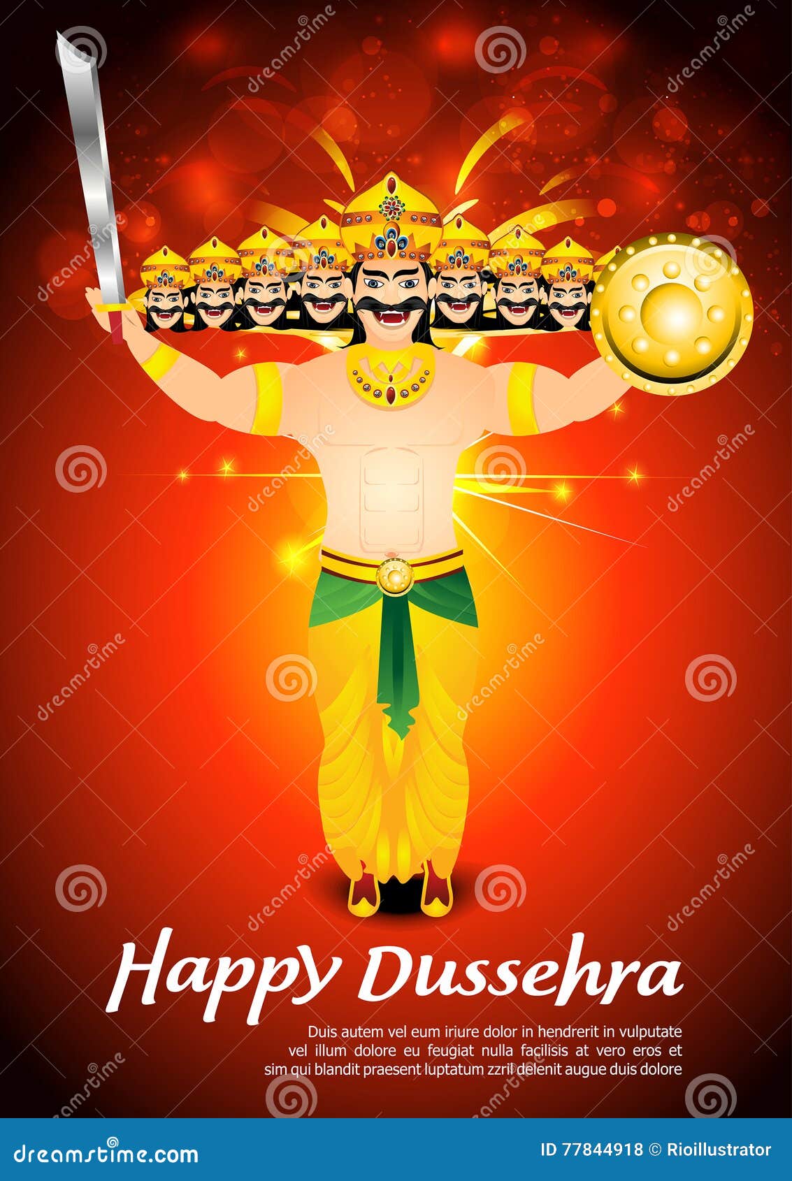 Happy Dussehra Celebration Background with Fire Stock Vector ...