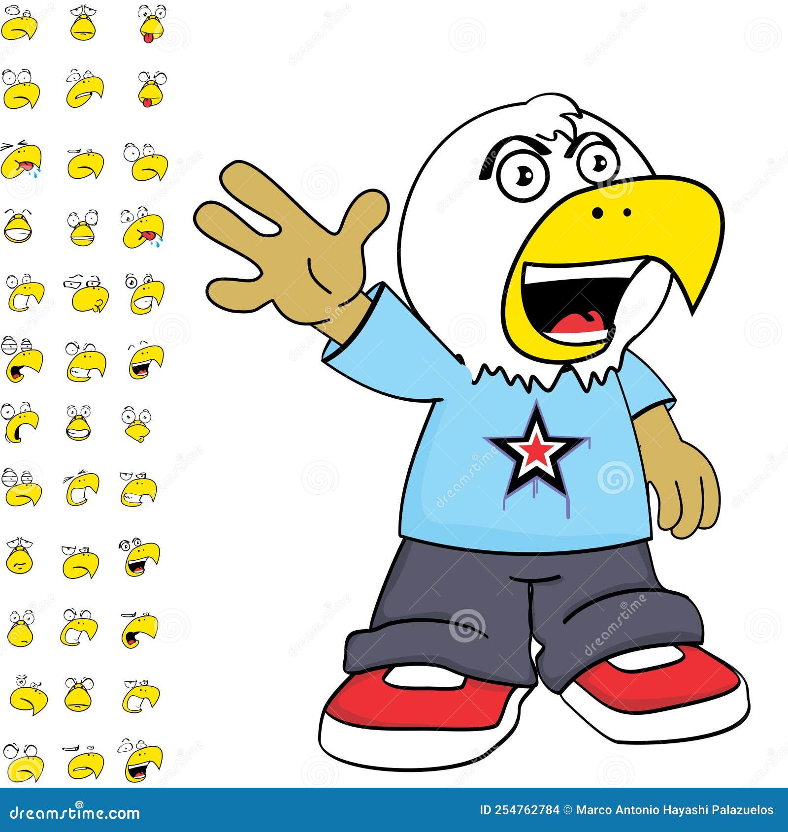 Happy Eagle Young Kid Character Cartoon Expressions Set Stock Vector ...
