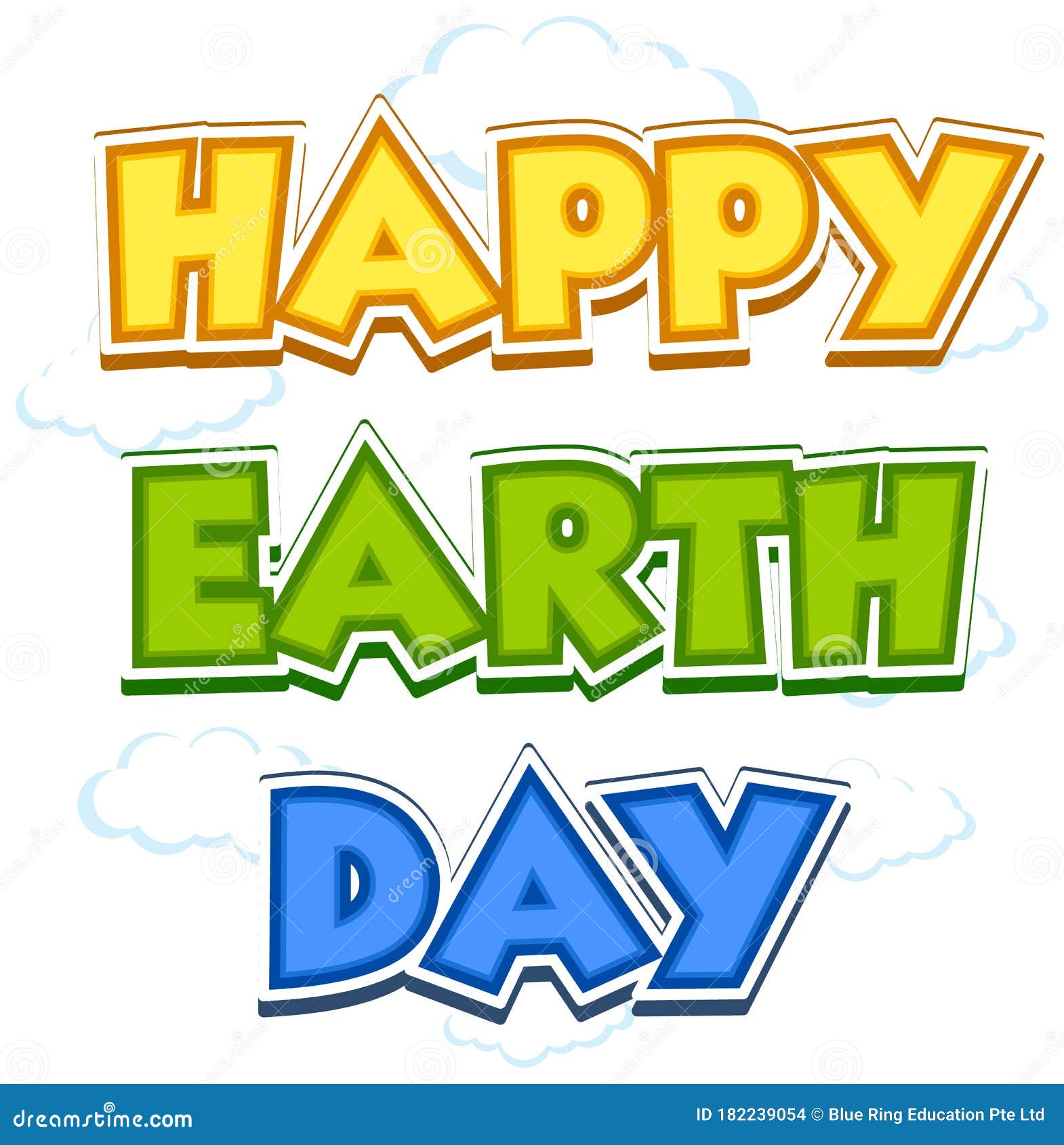 Happy Earth Day Font Design on White Background Stock Vector ...
