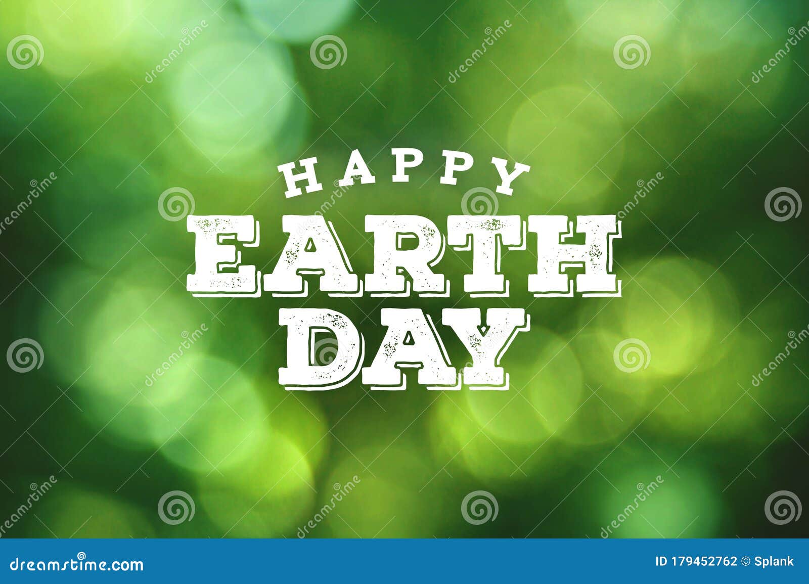 Happy Earth Day Rustic Text with Green Environmental Blurred Tree Leaf ...