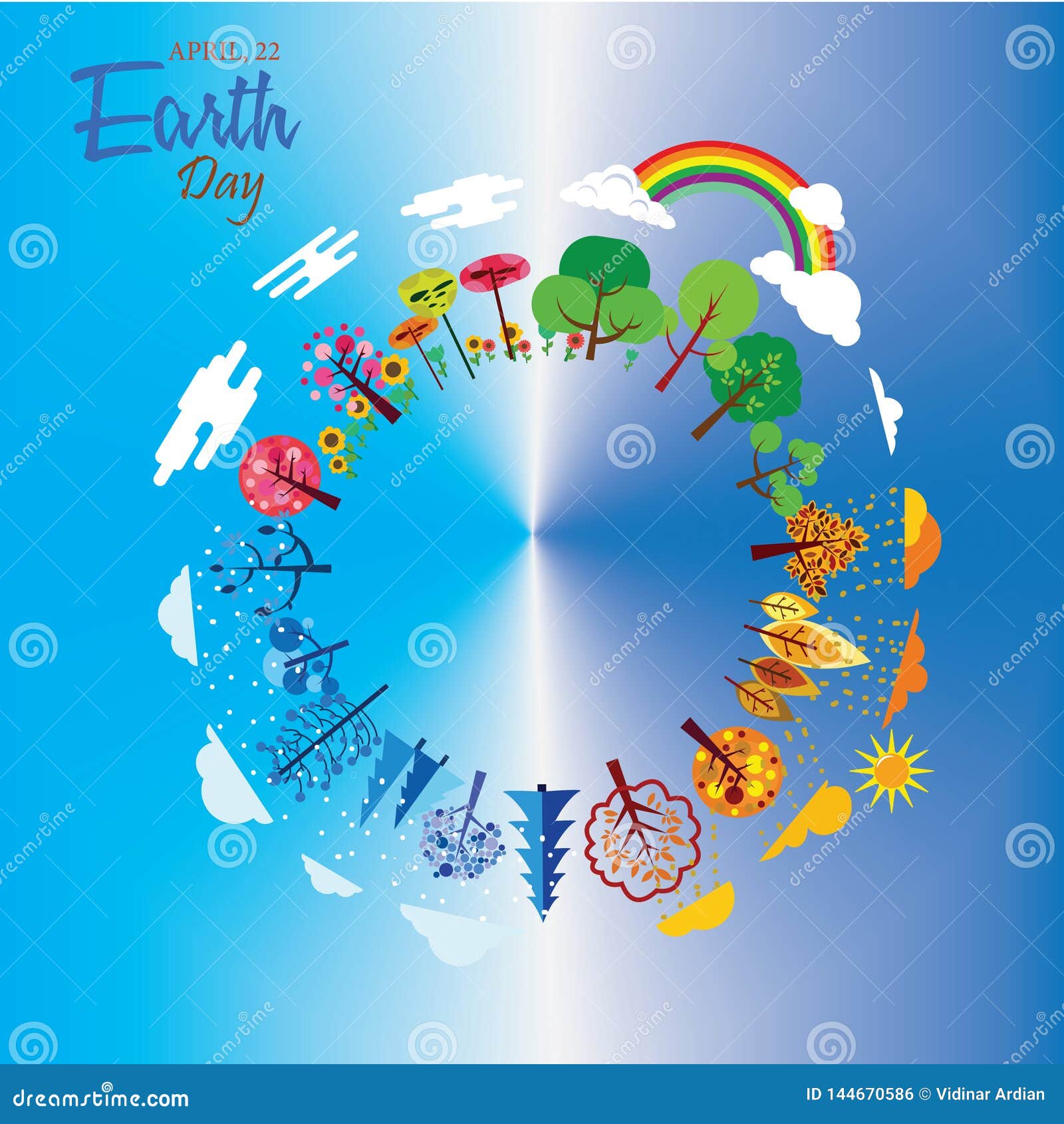 Happy Earth Day with World and Tree - Vector Stock Vector ...