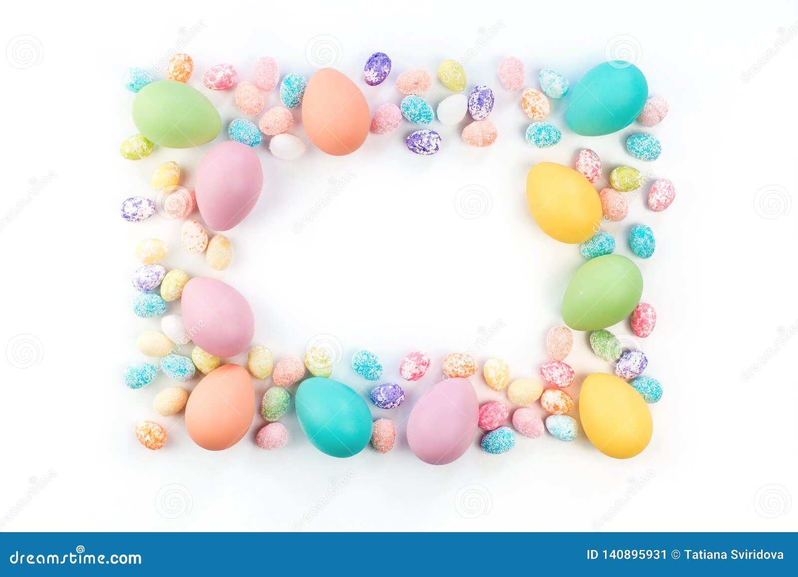 Happy Easter Assorted Eggs Frame Isolated Stock Image - Image of ...