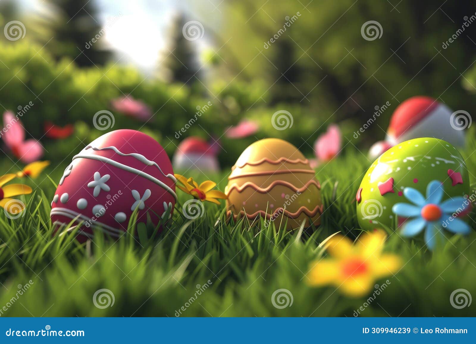 Happy Easter Aster Eggs Frolic Basket. White Multicolored Bunny Easter ...