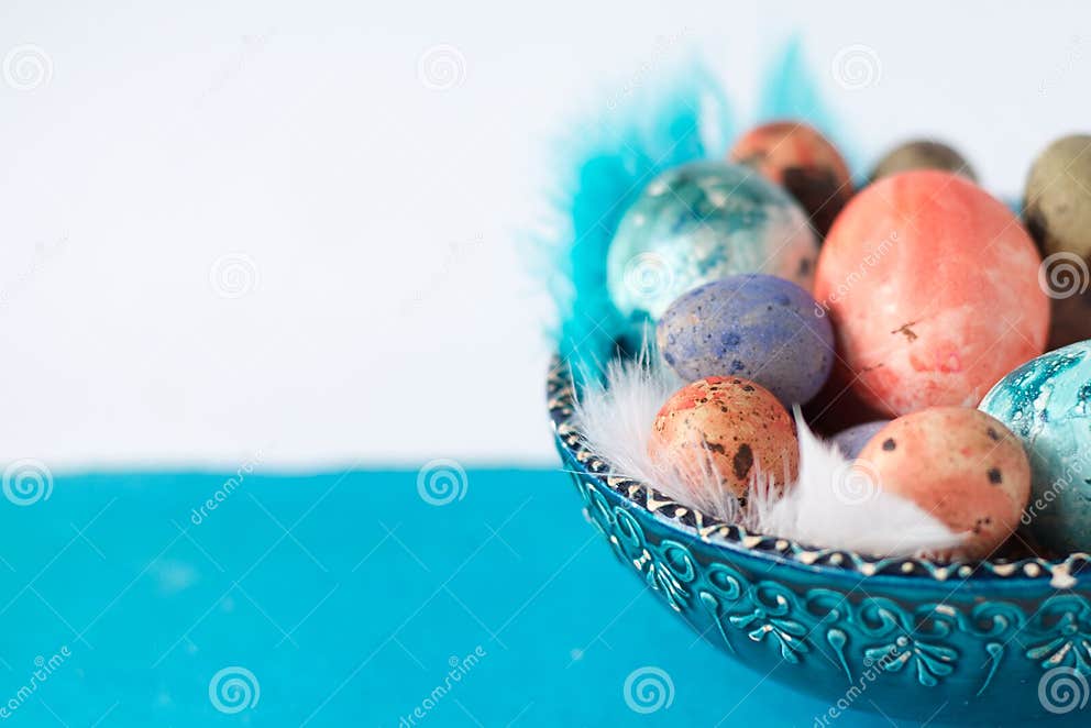 Happy Easter. Easter Background. Colorful Easter Eggs. Pantone and Blue ...
