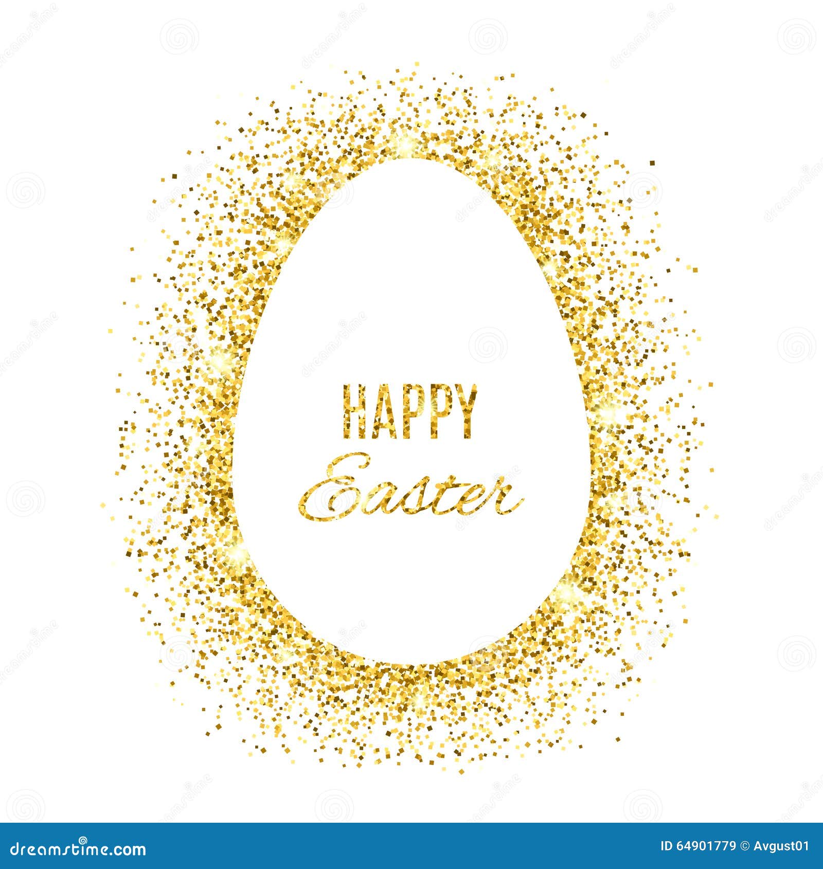 Happy Easter Banner with Gold Glitter Egg Stock Vector - Illustration ...