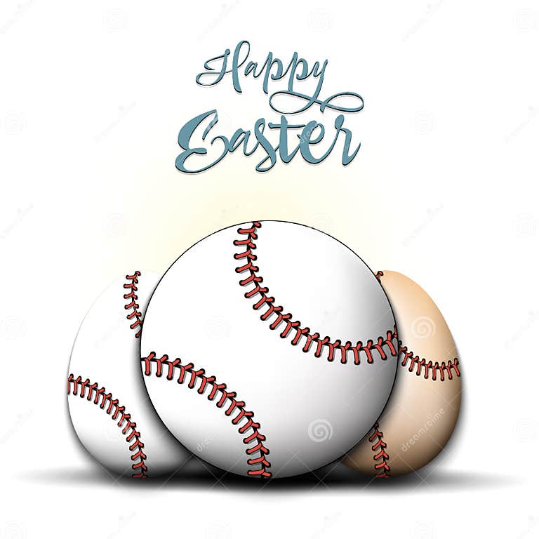 Happy Easter. Baseball Ball and Easter Eggs Stock Vector - Illustration ...