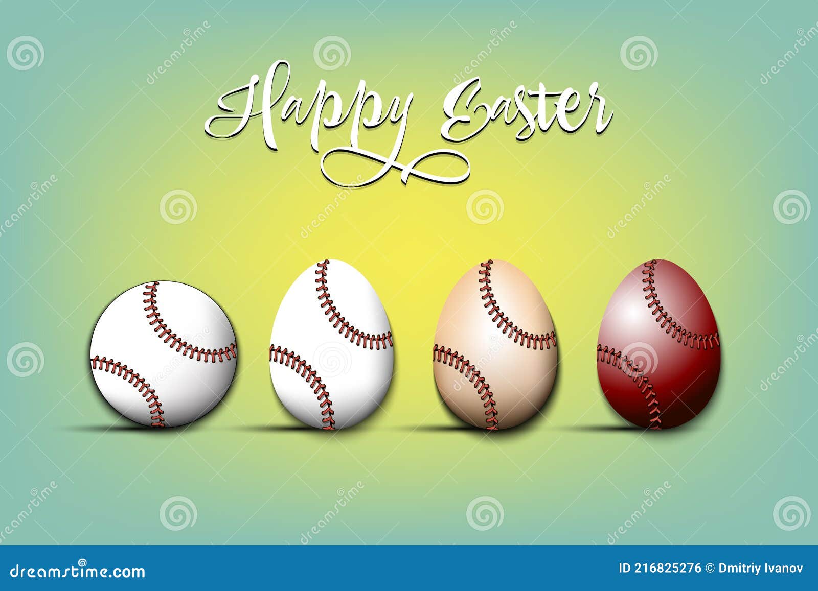 Happy Easter. Baseball Ball and Eggs Stock Vector - Illustration of ...
