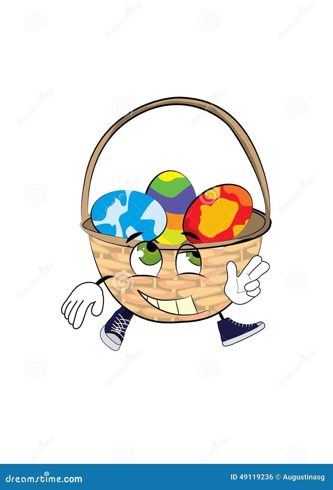Happy Easter Basket Cartoon Stock Illustration - Illustration of ...