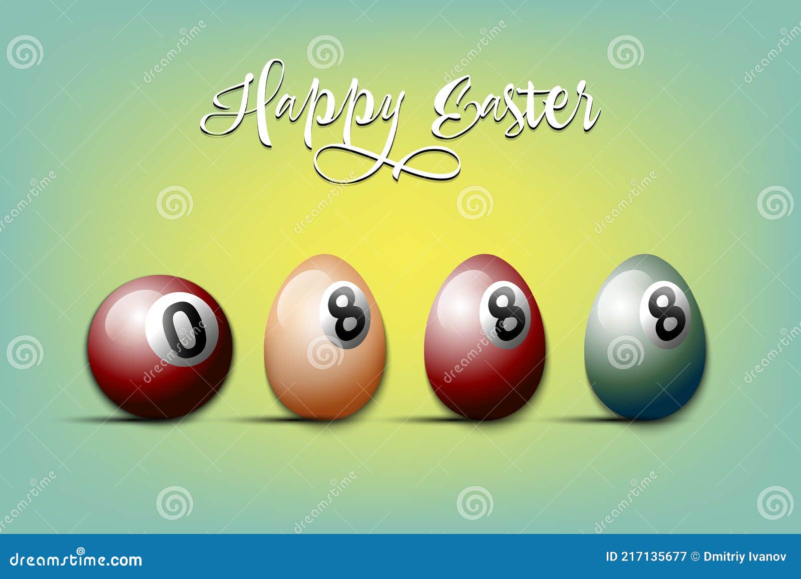 Happy Easter. Billiard Ball and Eggs Stock Vector - Illustration of ...