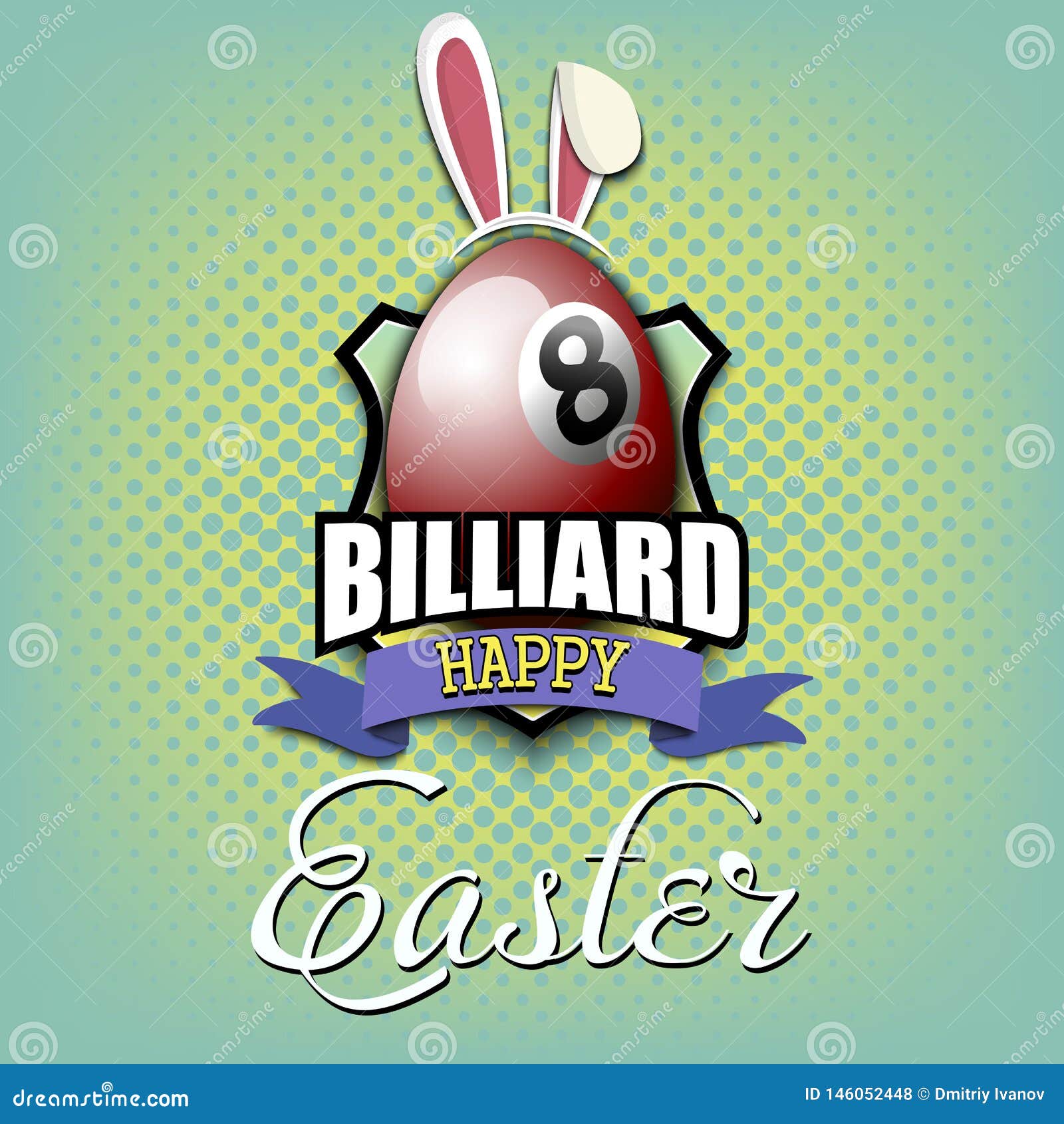 Happy Easter. Billiard Ball in the Form of a Egg Stock Vector ...