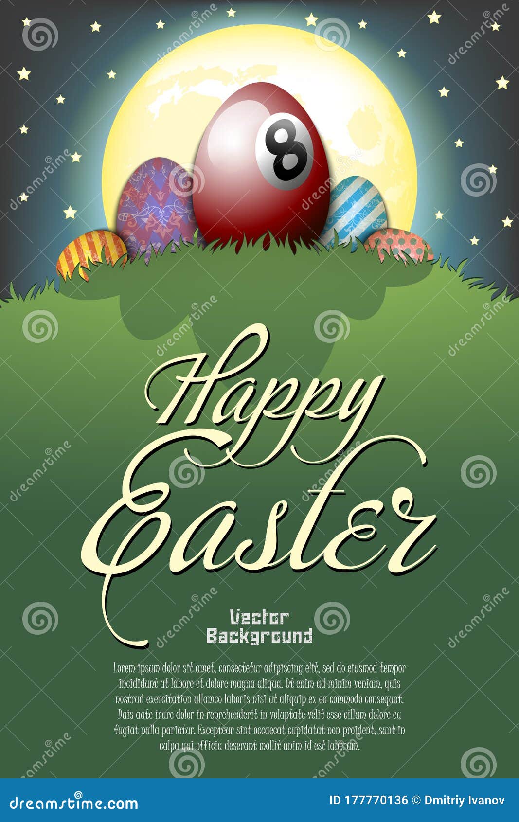 Happy Easter. Billiard Ball in the Form of Egg Stock Vector ...