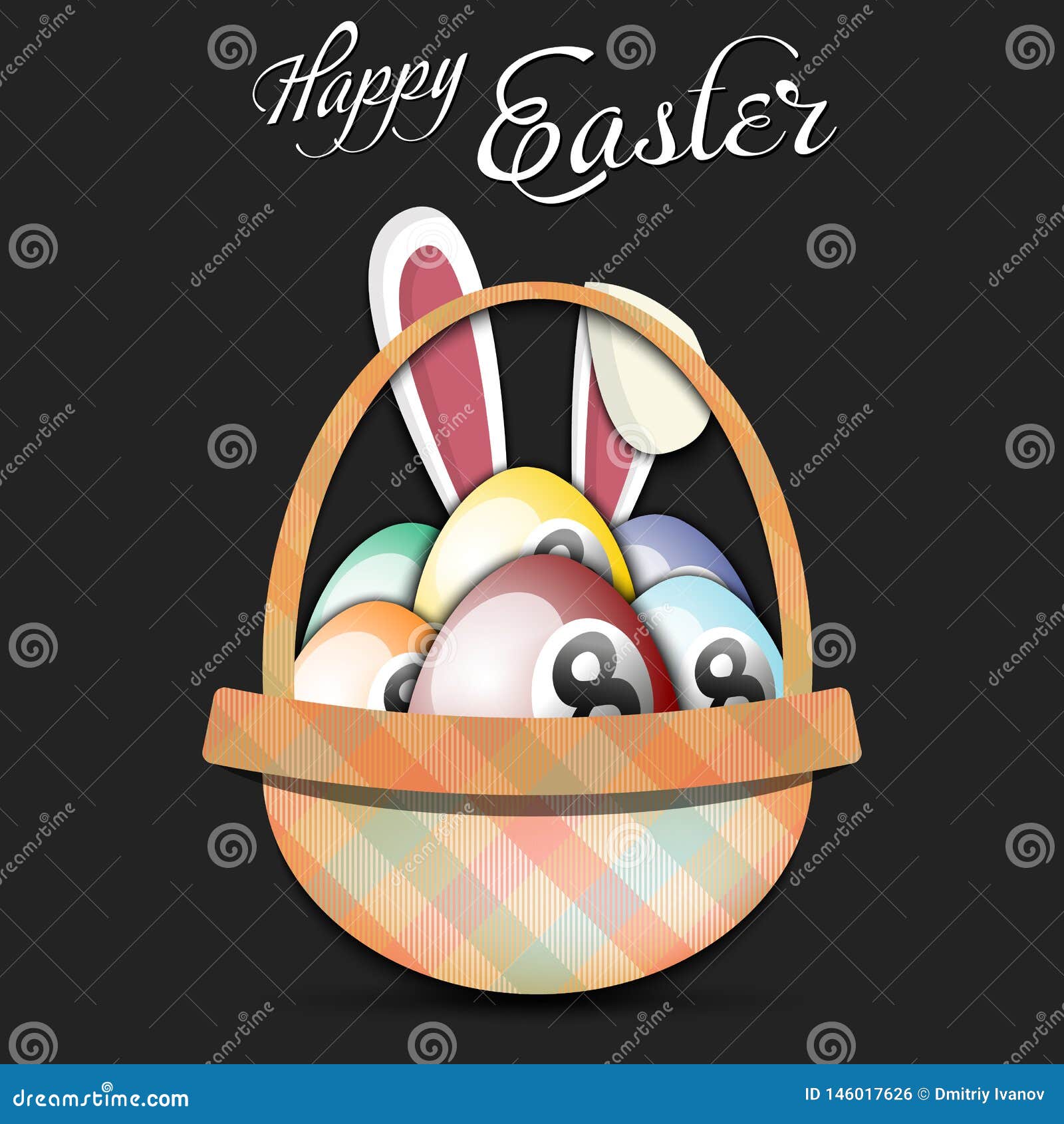 Happy Easter. Billiard Balls in the Form of Eggs Stock Vector ...