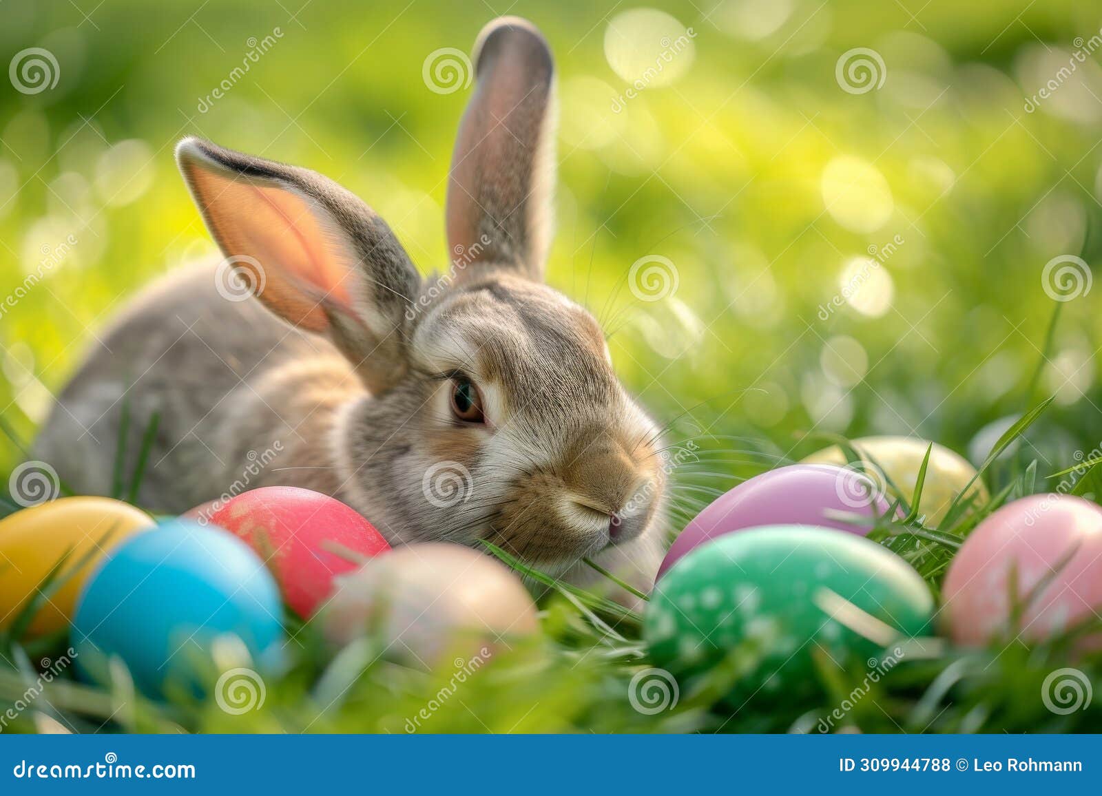 Happy Easter Bouncing Eggs Egg Salad Basket. Easter Bunny Love Text ...