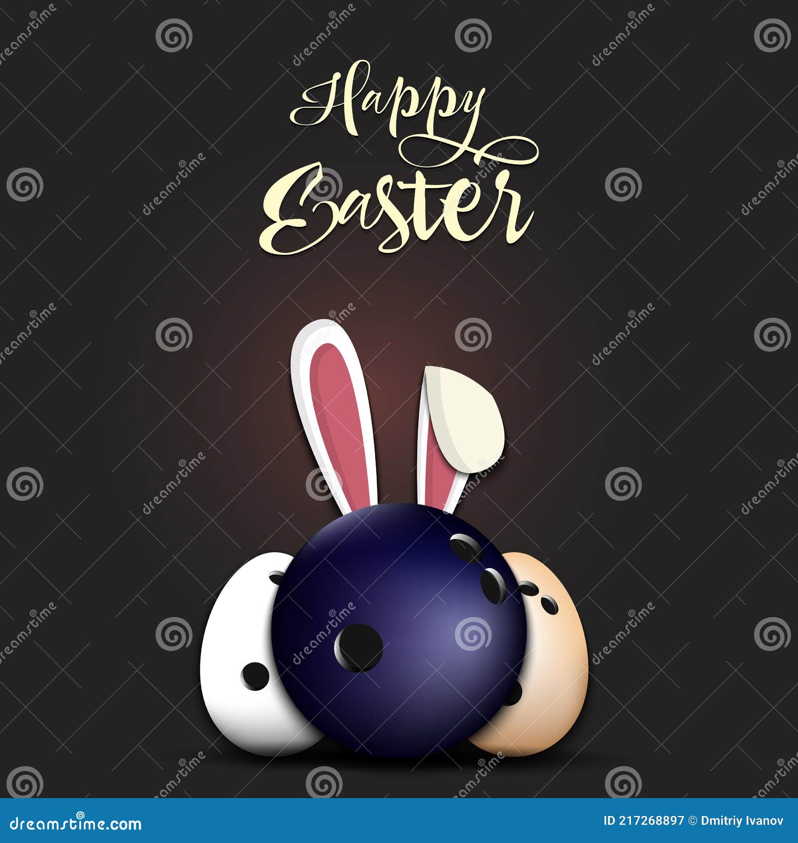 Happy Easter. Bowling Ball with Ears Rabbit Stock Vector - Illustration ...